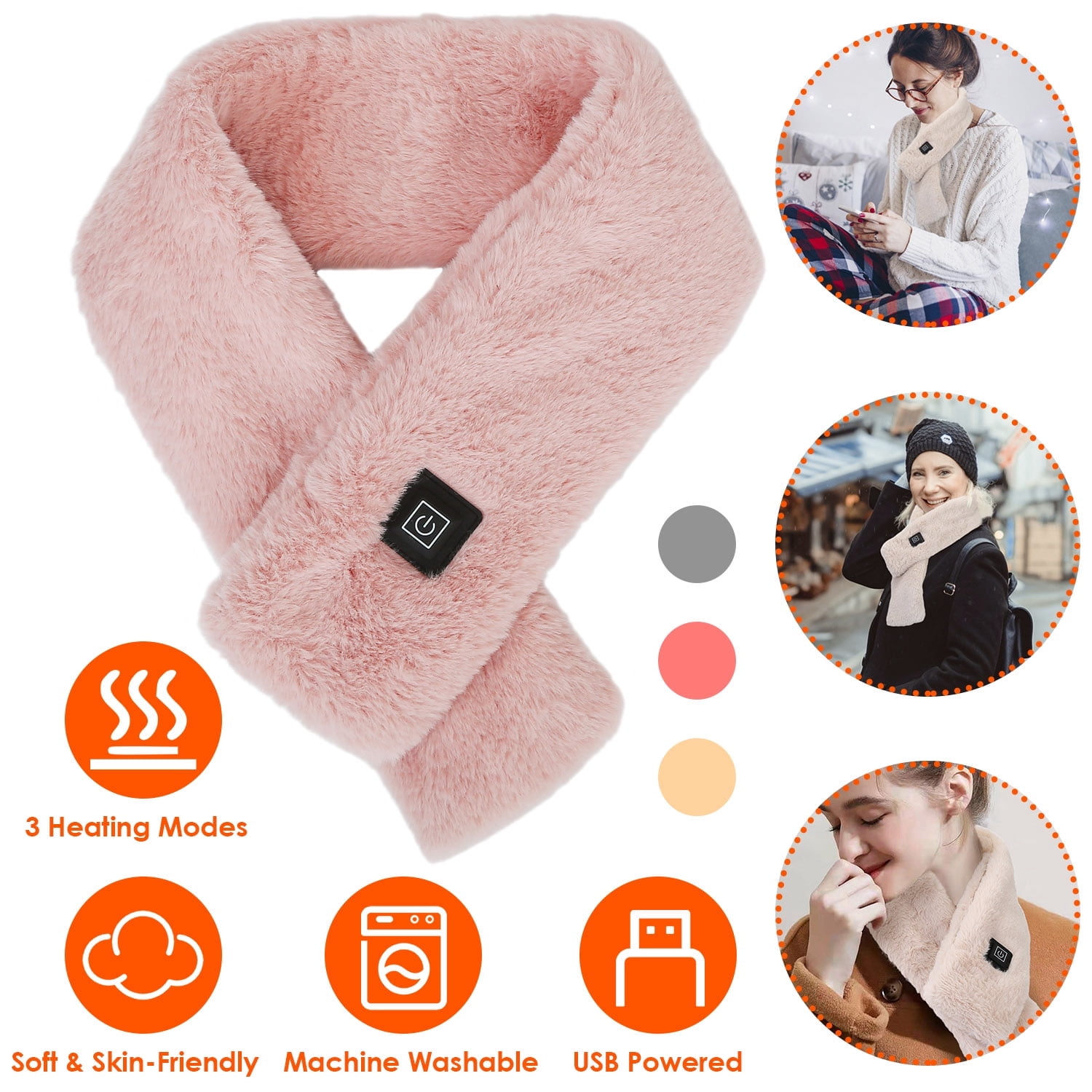 Electric Heated Scarf USB Heating Neck Wrap Unisex Winter Heated Neck ...