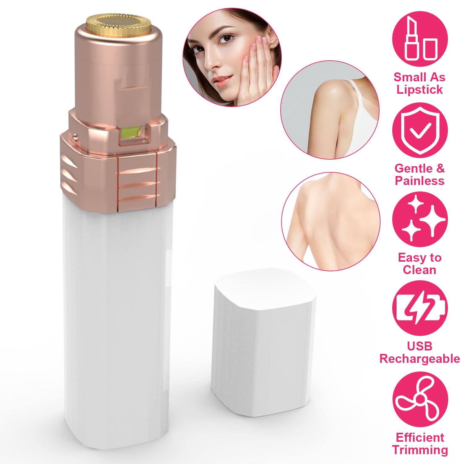 Moclever Facial Hair Removal for Women, USB Rechargeable Flawless ...