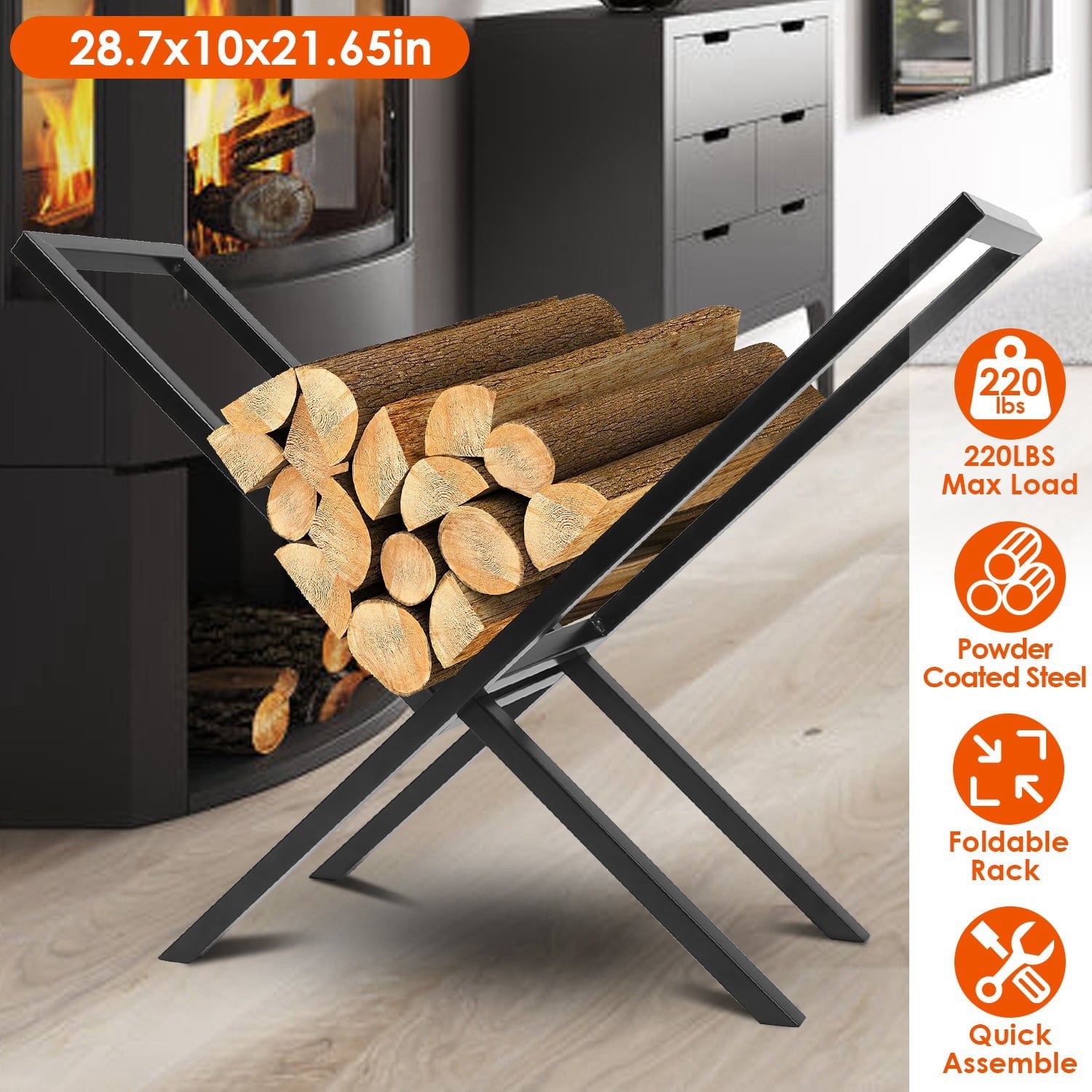Moclever Firewood Log Rack Outdoor X Shape Wood Lumber Log Holder ...