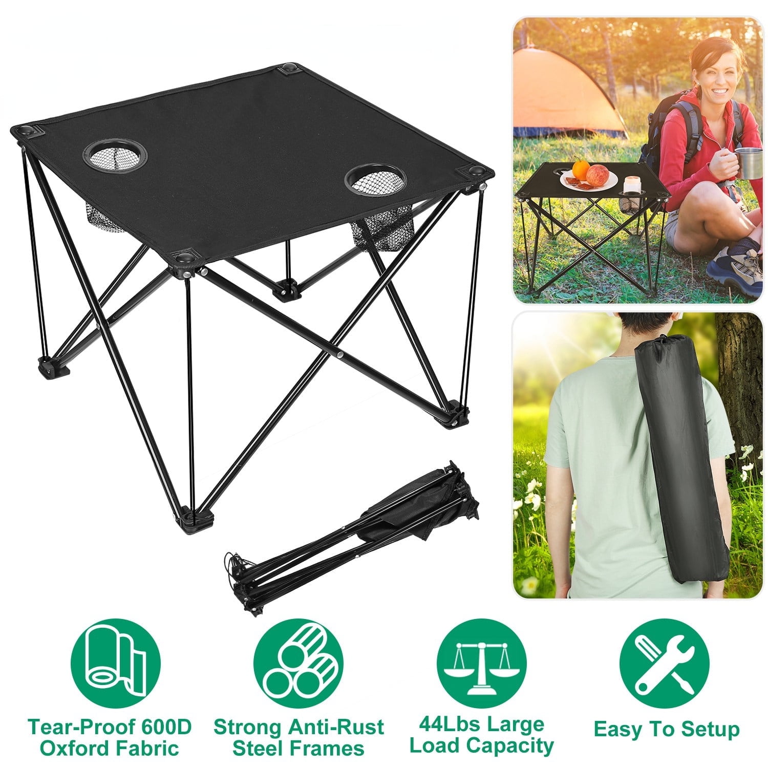 Moclever Foldable Camping Table Portable Picnic Table Lightweight ...
