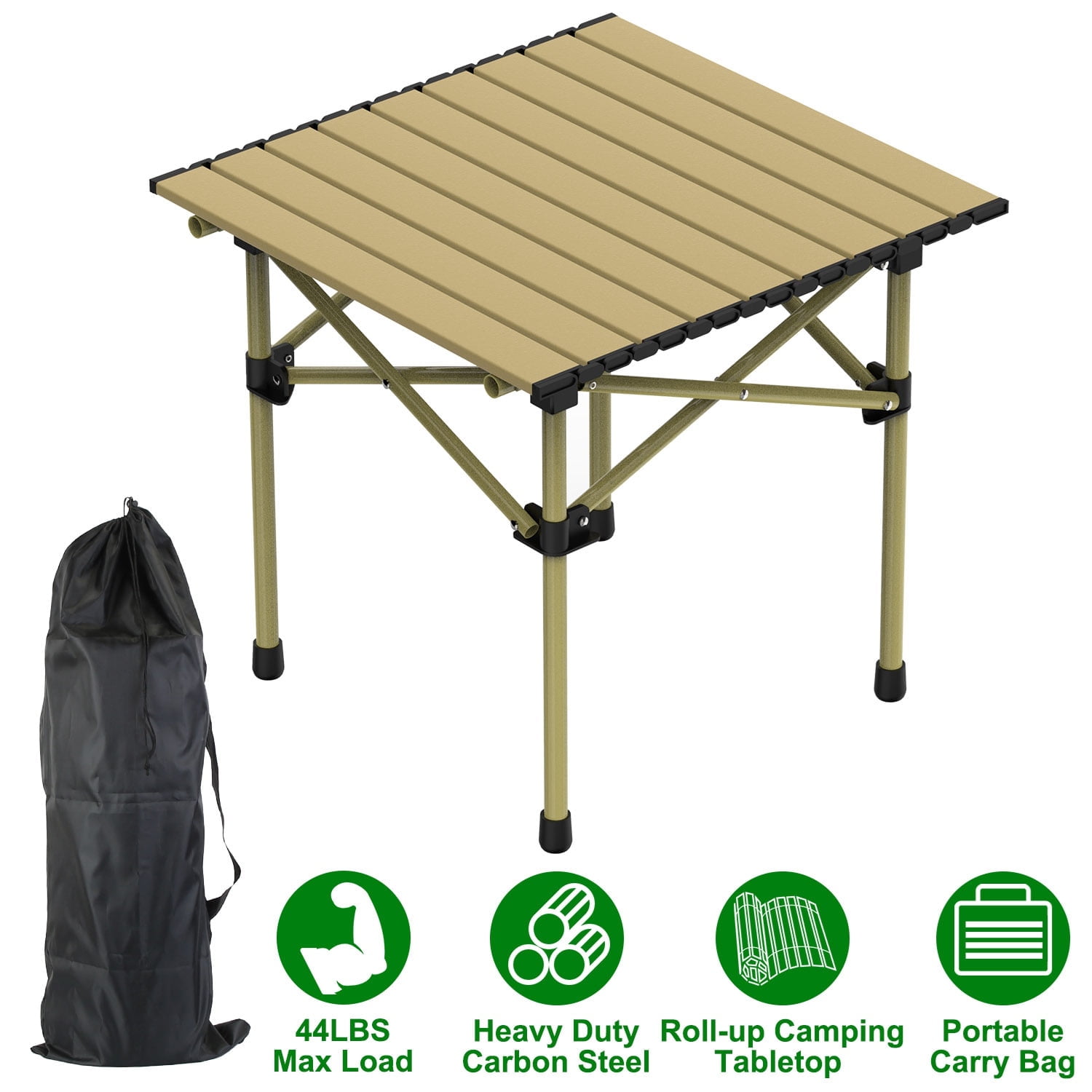 Moclever Folding Camping Table 20.87x19.7" Carbon Steel Portable Roll ...