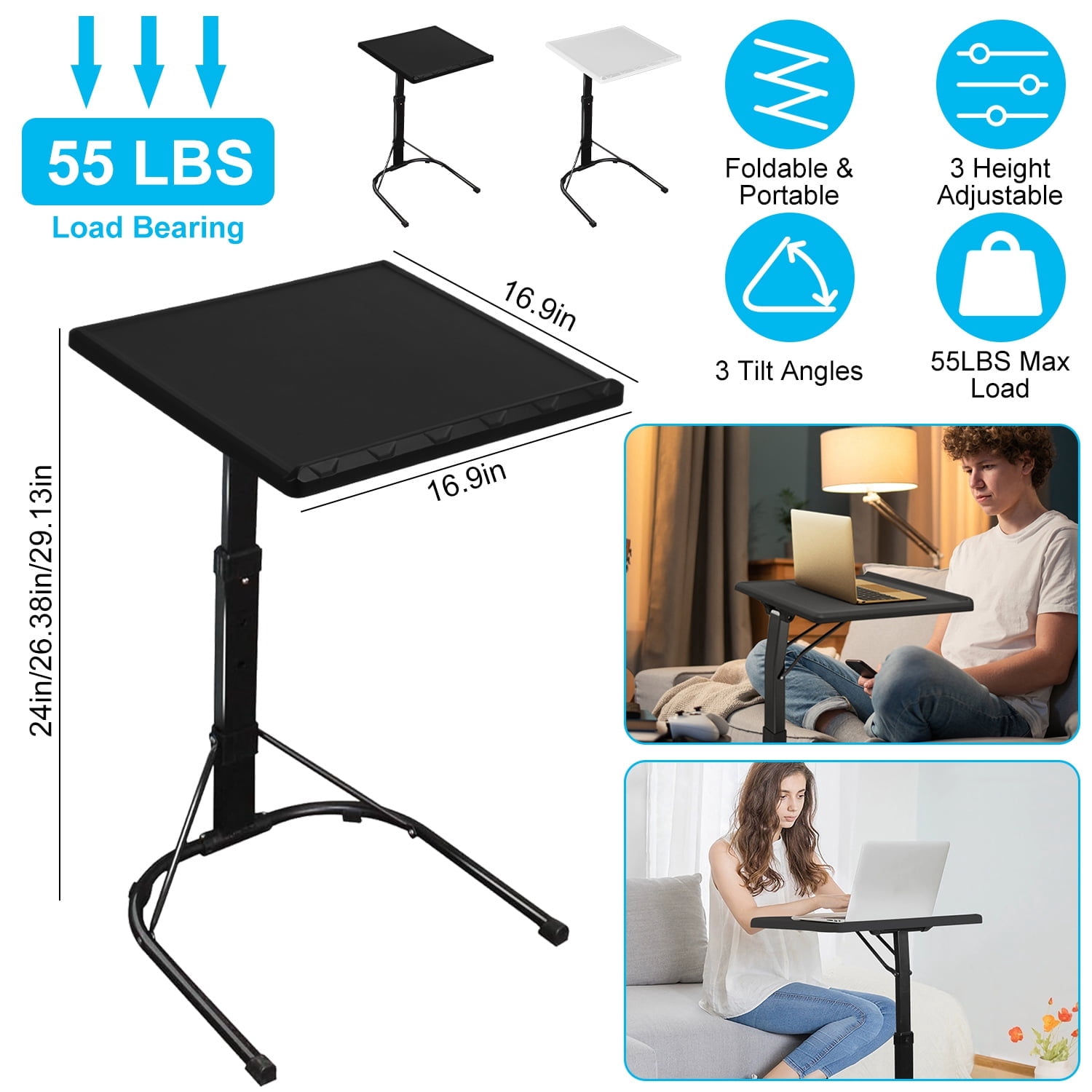 Moclever Folding Tray Table End Table, Portable Laptop Desk for Sofa ...