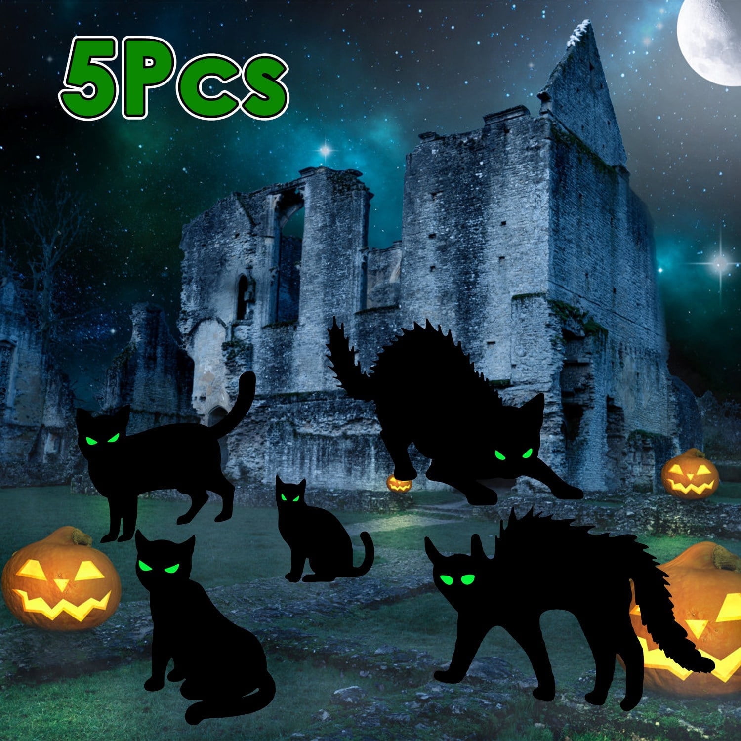 Moclever Halloween Cat Yard Sign Decorations, Outdoor Fluorescence Lawn ...