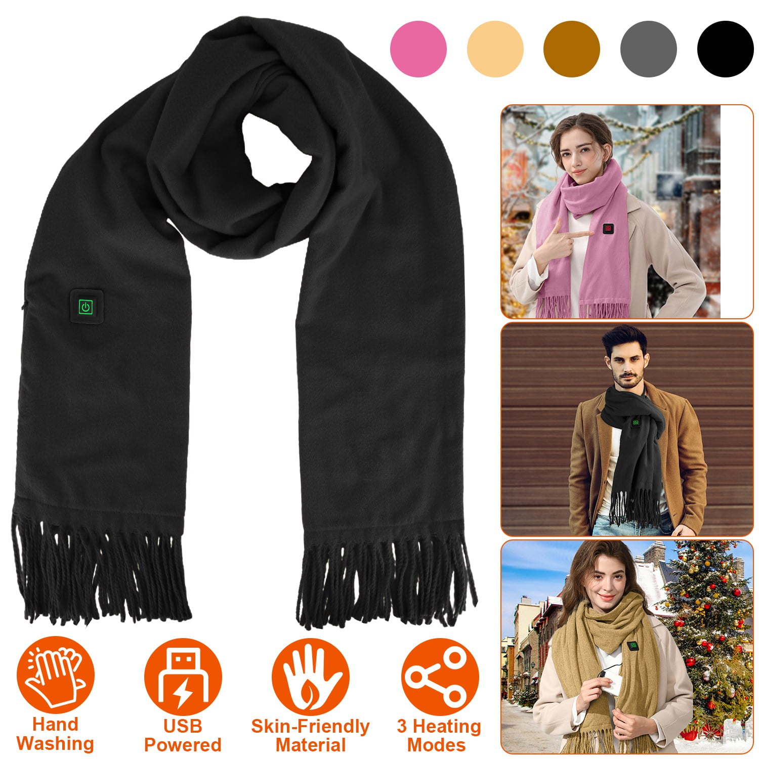 Moclever Heated Scarf, Electric USB Neck Wrap, Wool Material, 3 ...