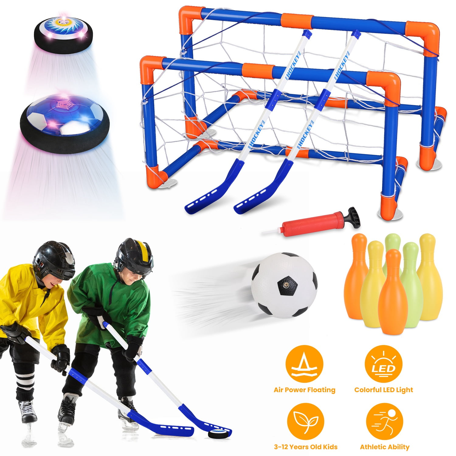 Moclever Hover Hockey Set for Kids, 4 in 1 Air Floating Hockey Soccer ...