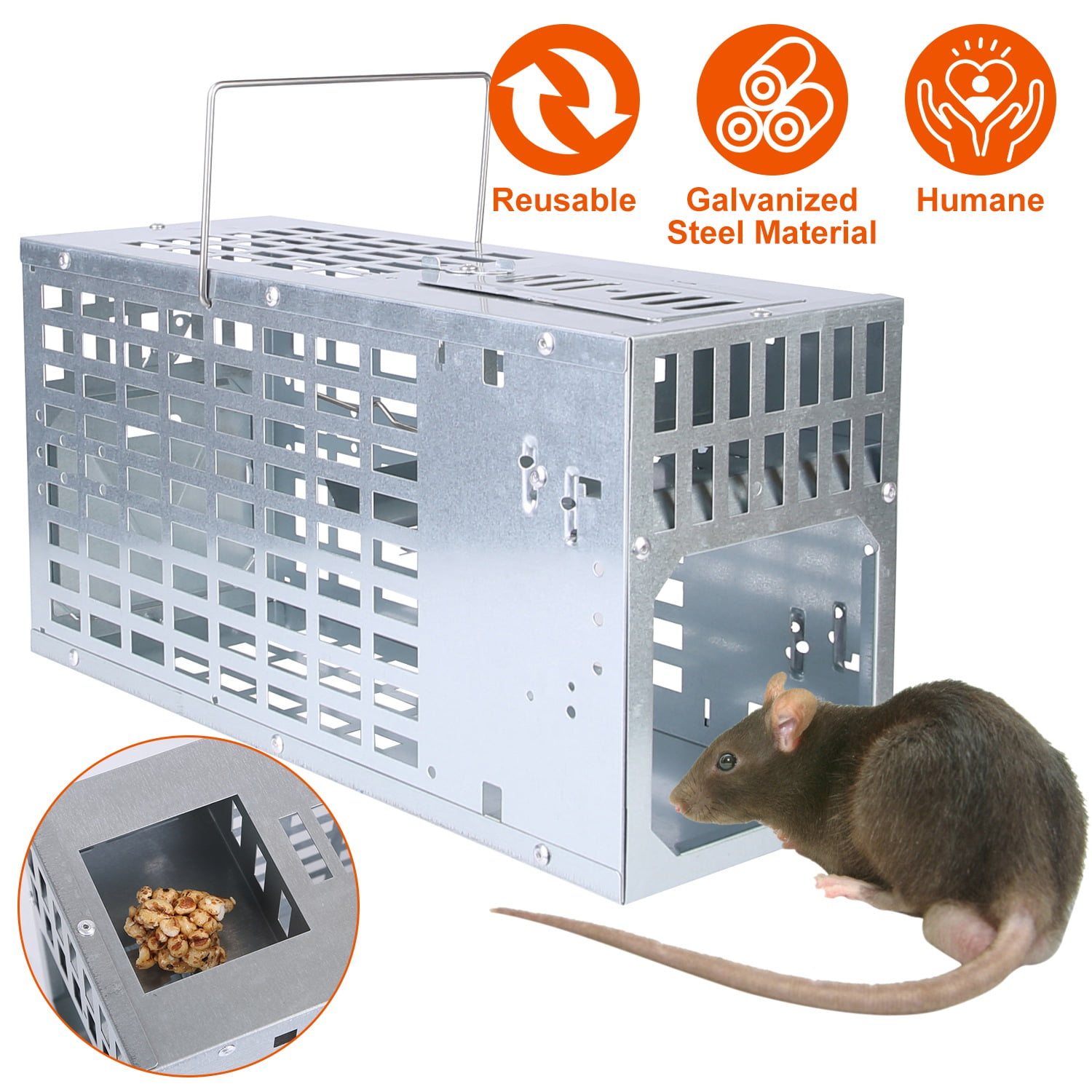 Moclever Humane Mouse Trap, Reusable Metal Rat Cage, Catch Release ...