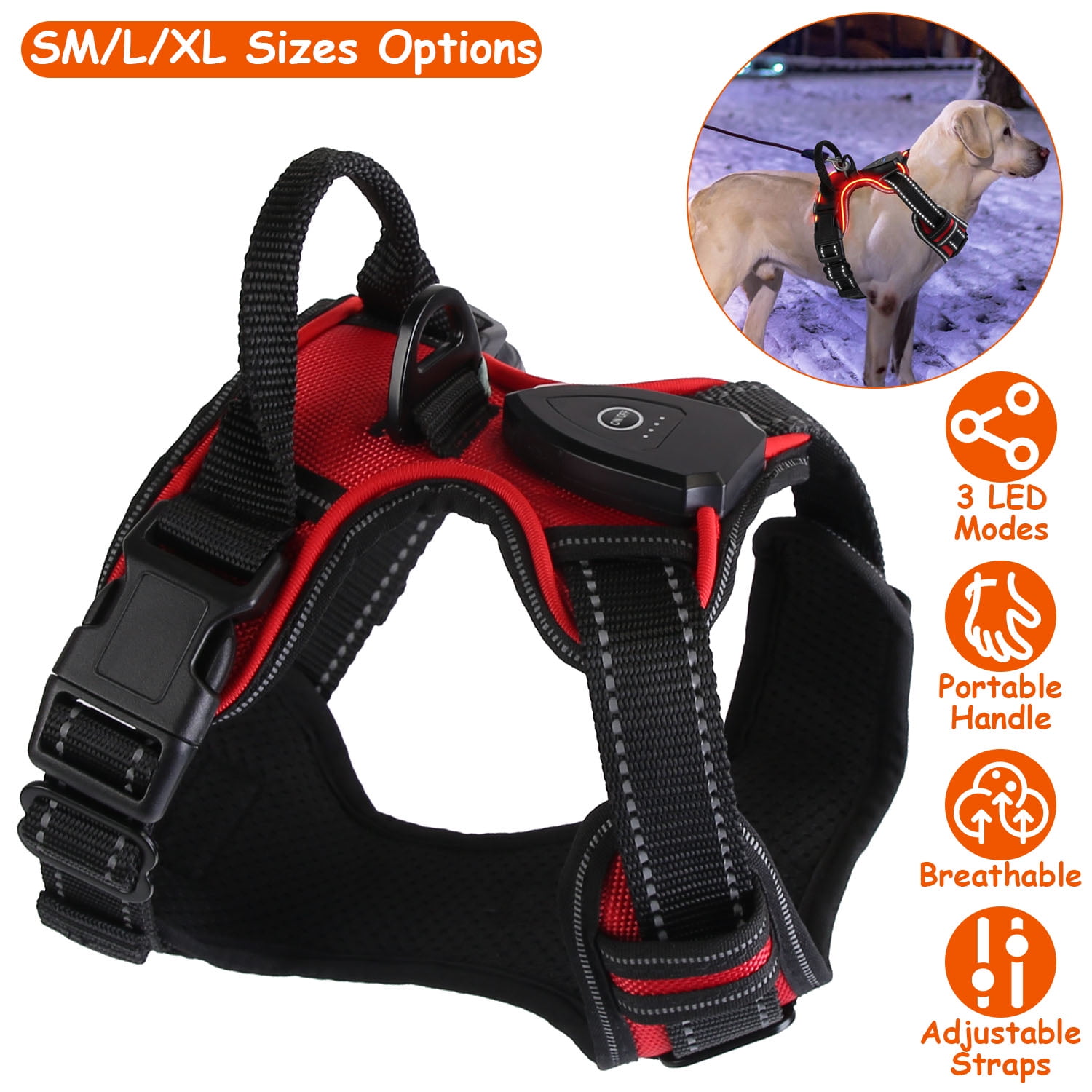 Moclever Light up Dog Harness, No Pull Rechargeable LED Dog Harness ...