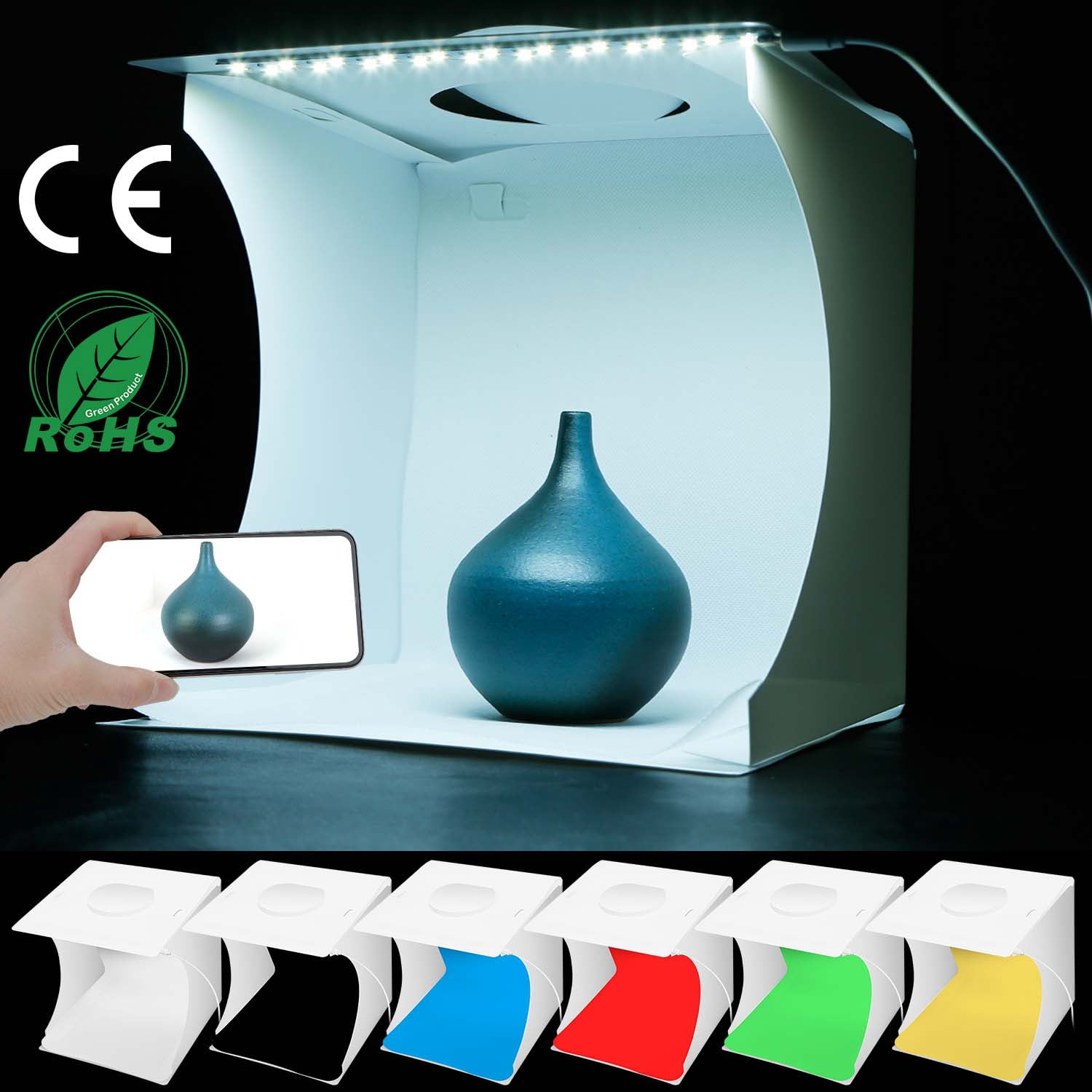 Moclever Mini Photo Studio Light Box, 9x9x9in Foldable Photography LED ...