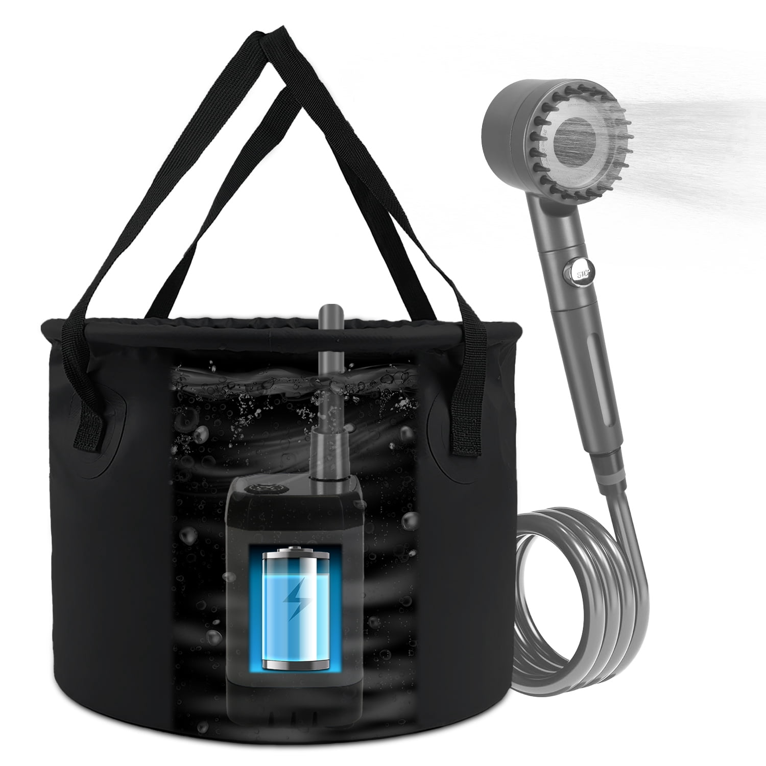 Moclever Portable Camping Shower, IPX7 Waterproof 6000mAh Rechargeable ...