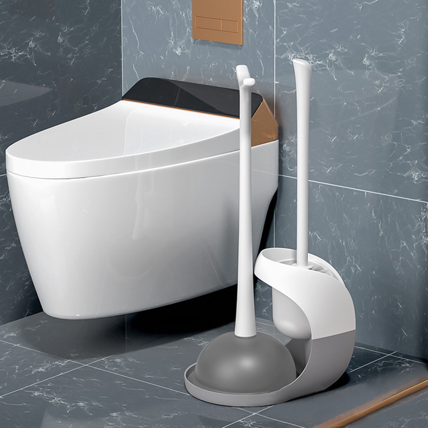 Moclever Toilet Plunger and Brush Set, 2 in 1 Toilet Cleaning Tools Set ...