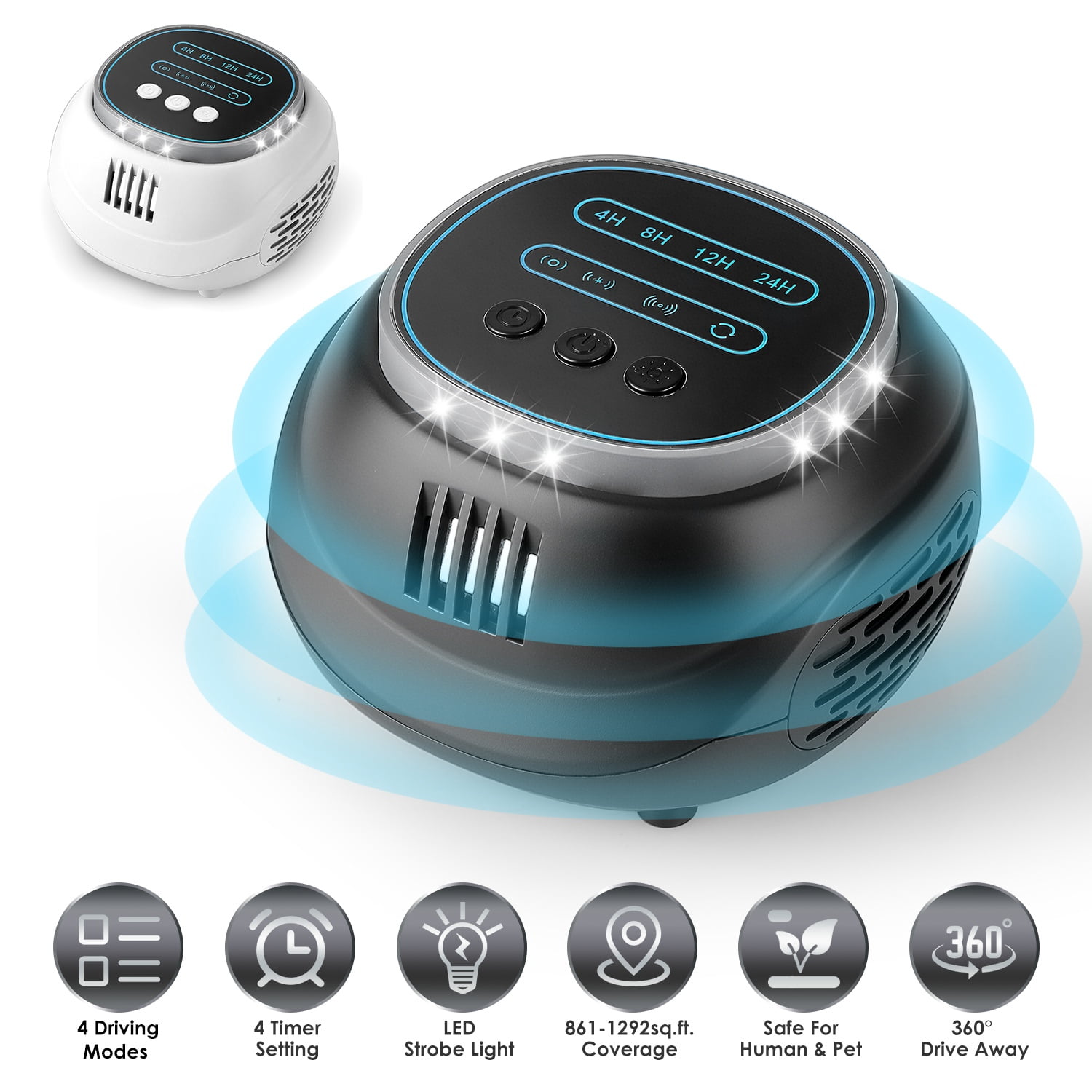 Moclever Ultrasonic Rodent Chaser Rat Repellent with 4 Modes 4-65KHz ...