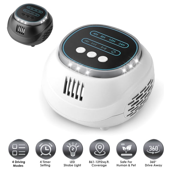 Moclever Ultrasonic Rodent Chaser Rat Repellent with 4 Modes 4-65KHz ...