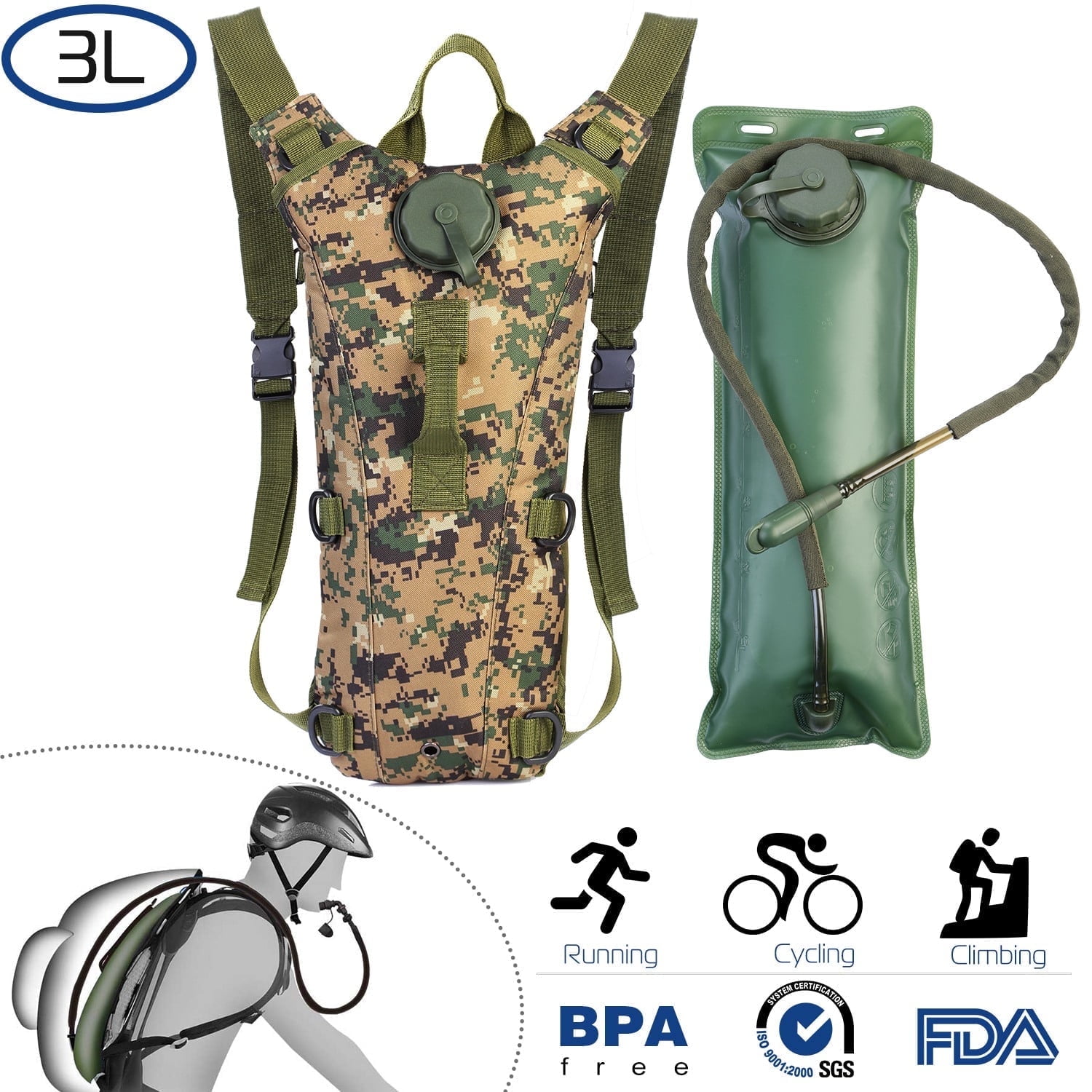 Moclever Water Backpack Hydration Pack 3L Drink Backpack for Hiking ...