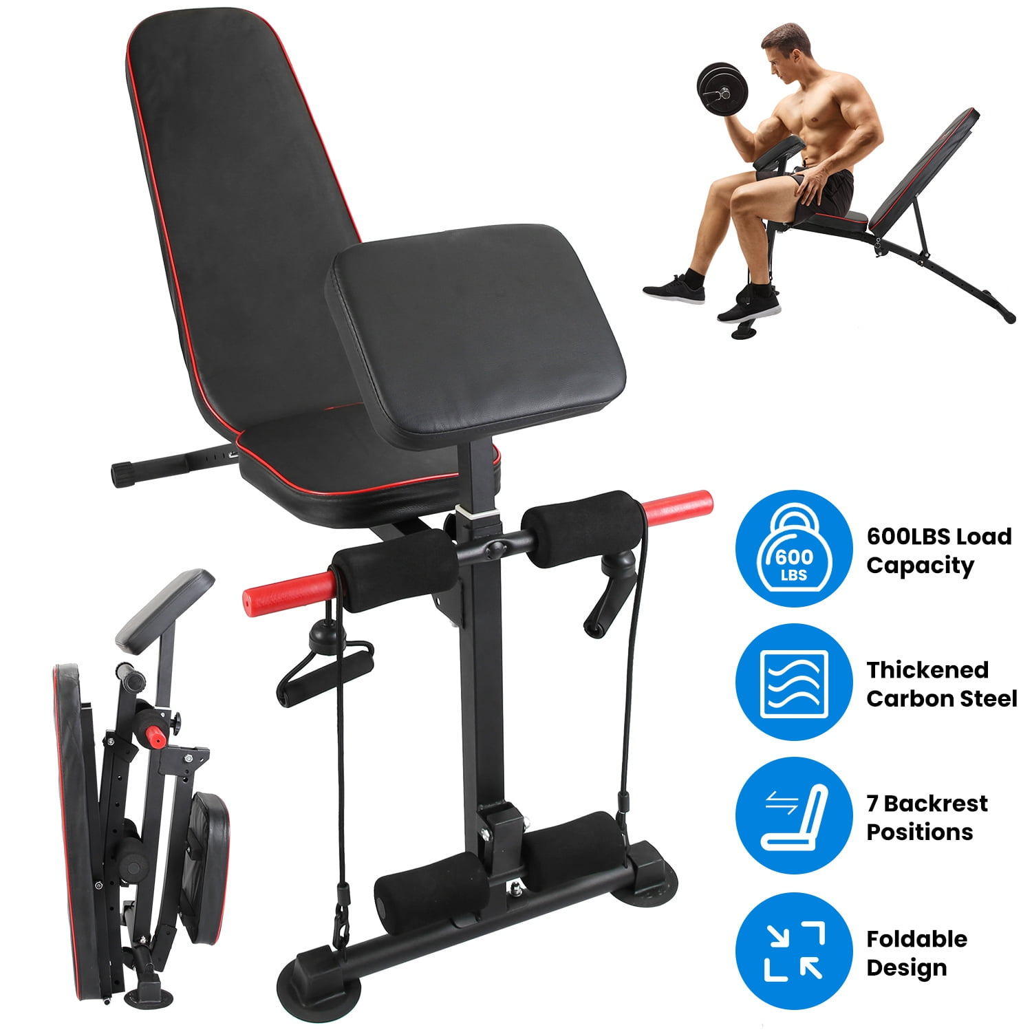 Moclever Workout Bench for Home Gym, Adjustable Weight Bench with ...