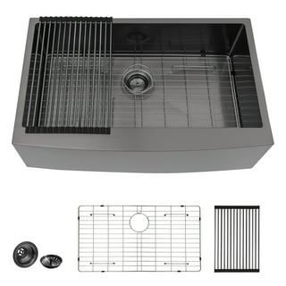 24 Inch Black Farmhouse Sink - Mocoloo Apron Front Stainless Gunmetal ...