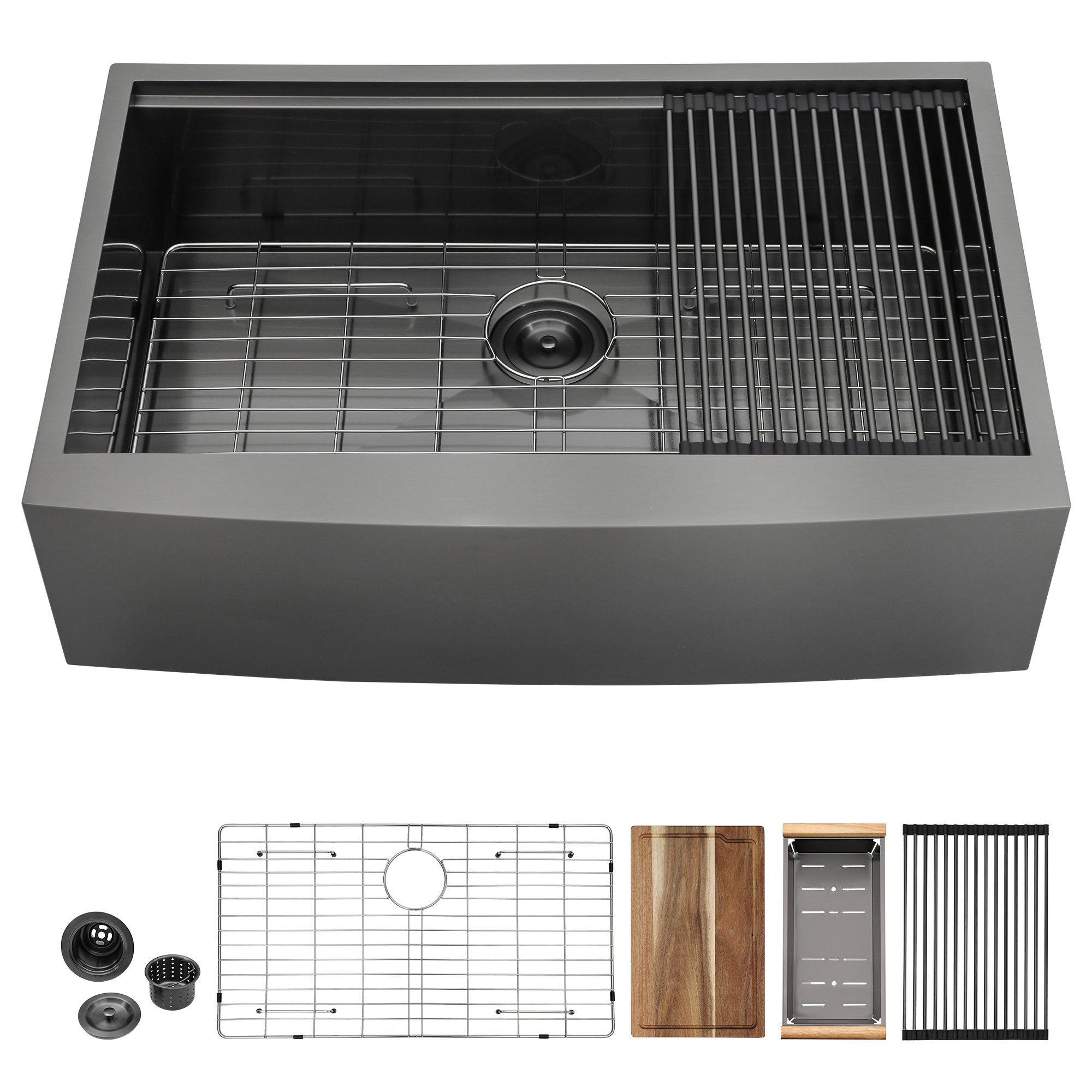 Mocoloo 30"x22"x9" Rectangular Single Bowl Gunmetal Black Stainless ...