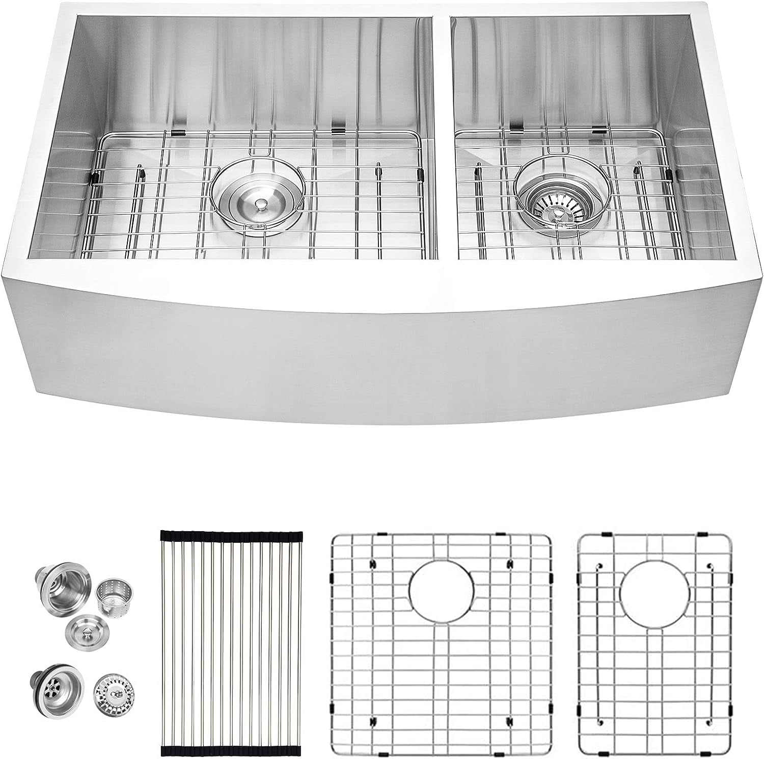 Mocoloo 36-Inch Stainless Steel Double Bowl 18 Gauge Apron Front 60/40 ...
