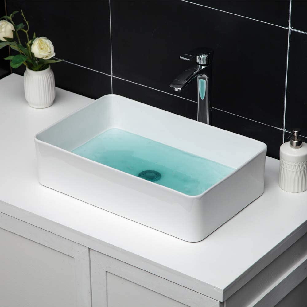 Mocoloo Rectangular Bathroom Vessel Sink - 21"x13.5" Rectangle Above ...