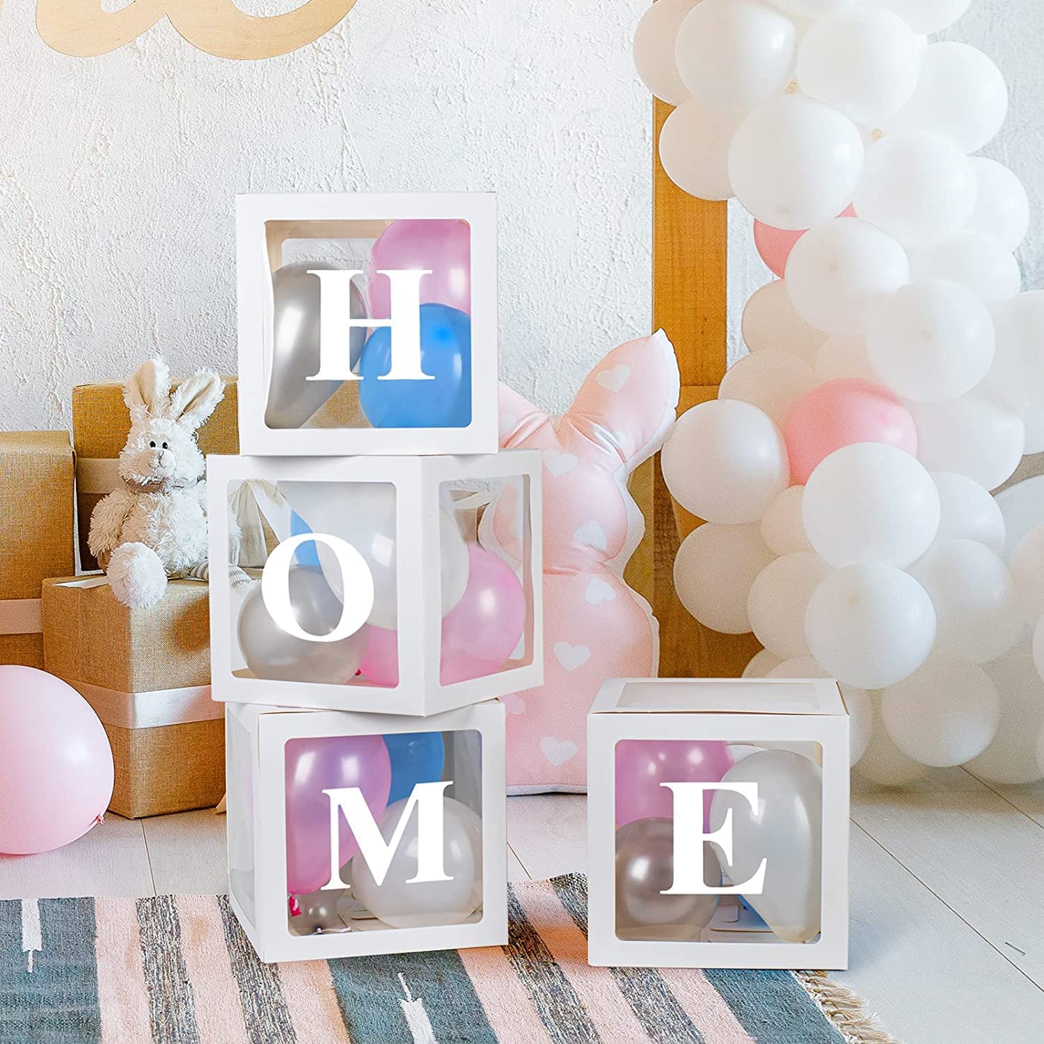 Baby Shower Decorations Sage Green Balloon Boxes, Boy Girl Baby Blocks ...