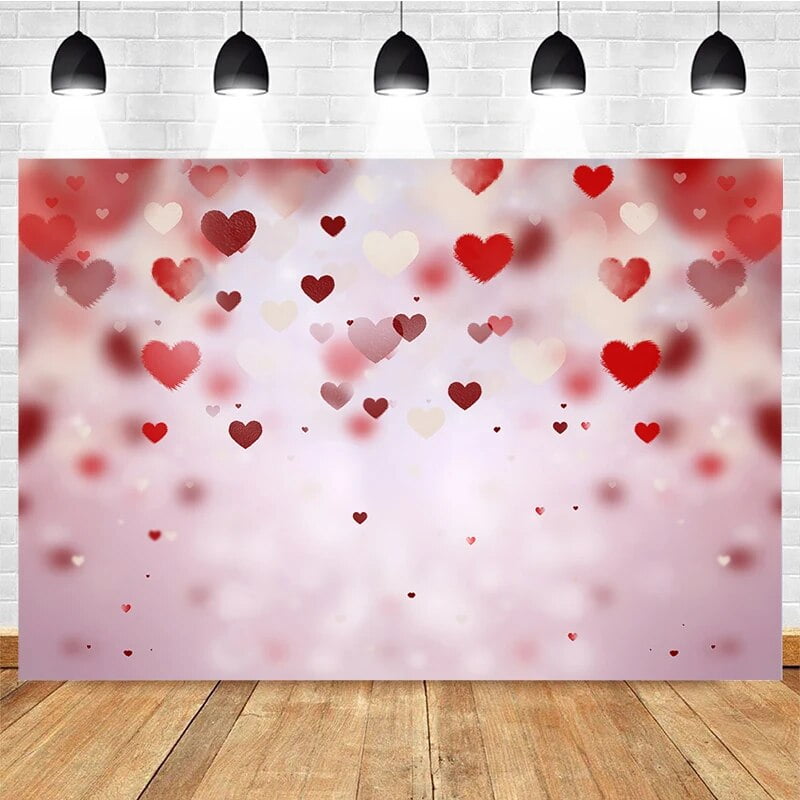 Mocsick Valentine's Day Red Love Heart Bokeh Photo Booth Background For ...