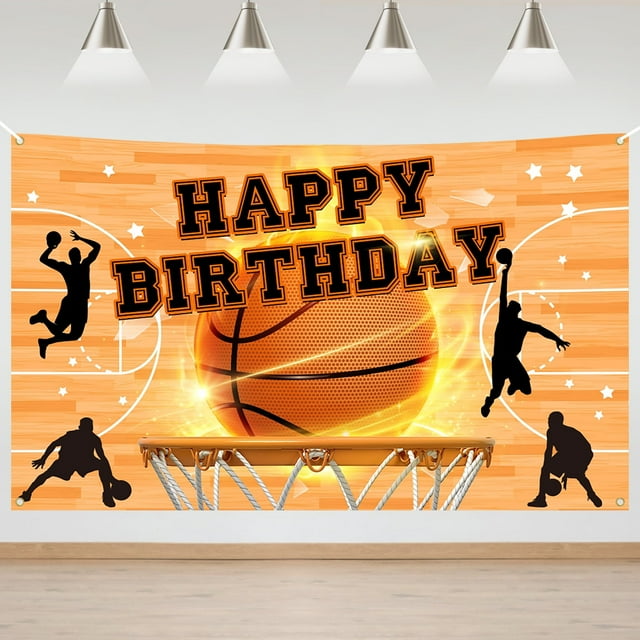 Mocsicka Basketball Birthday Backdrop Sports Theme Birthday Banner ...