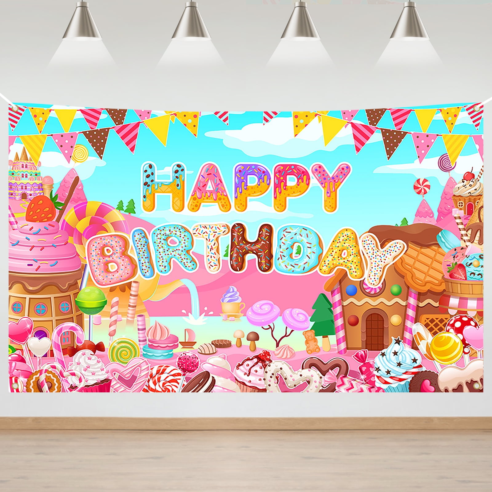 Mocsicka Candyland Birthday Party Backdrop Donuts Birthday Backdrop ...
