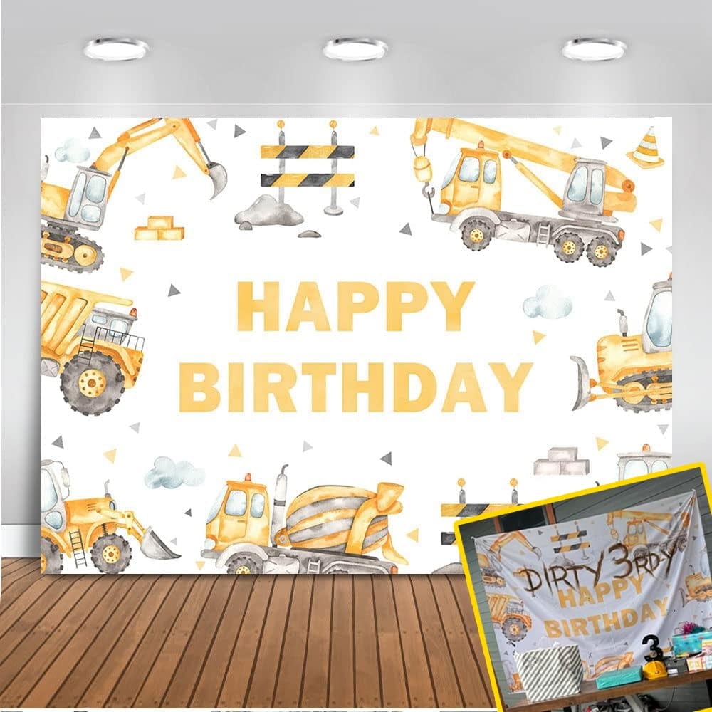 Mocsicka Construction Birthday Backdrop 7x5ft Dump Truck Excavator ...