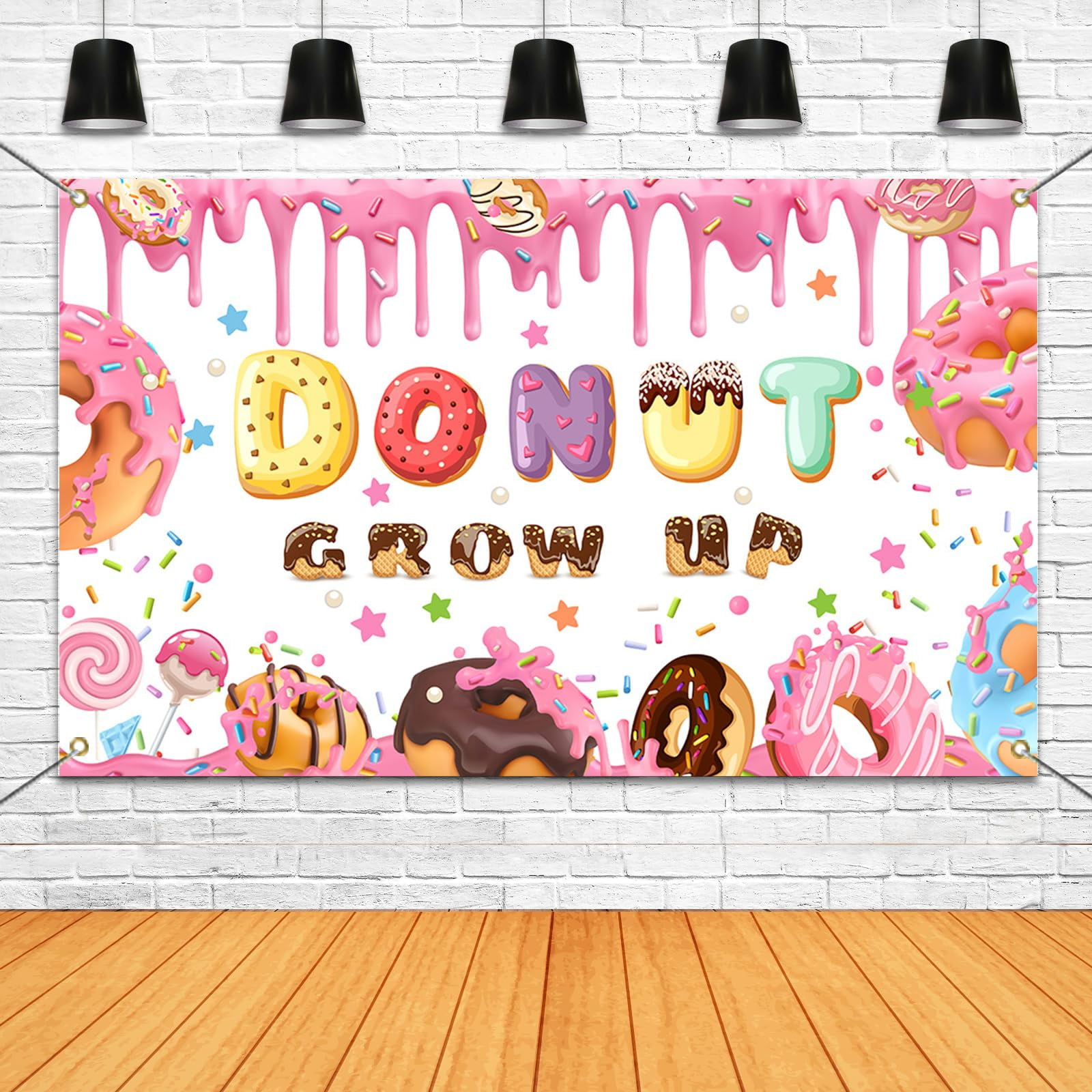 Mocsicka Donut Grow Up Backdrop Banner for Girls Donut Grow Up Party ...