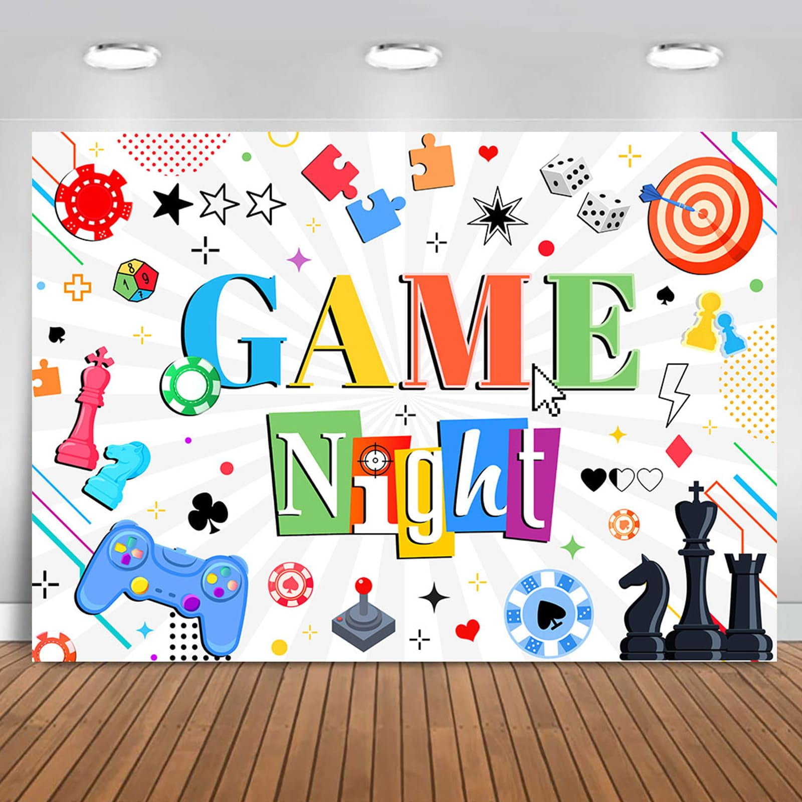 Mocsicka Game Night CORNET Backdrop Chess Board Game Night Party Decorations for Kids Adults ...