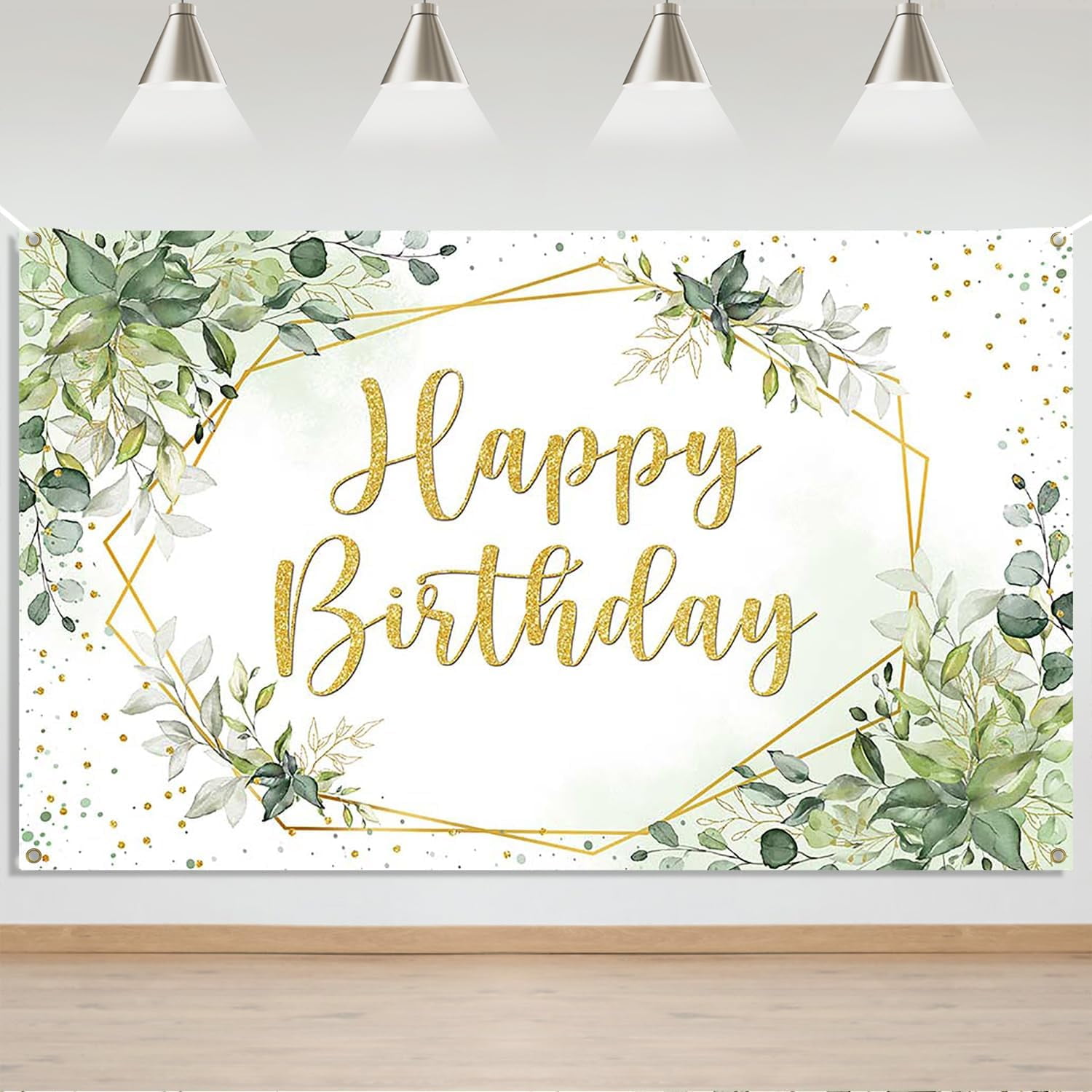 Mocsicka Greenery Birthday Backdrop Eucalyptus Green Leaves Neutral ...