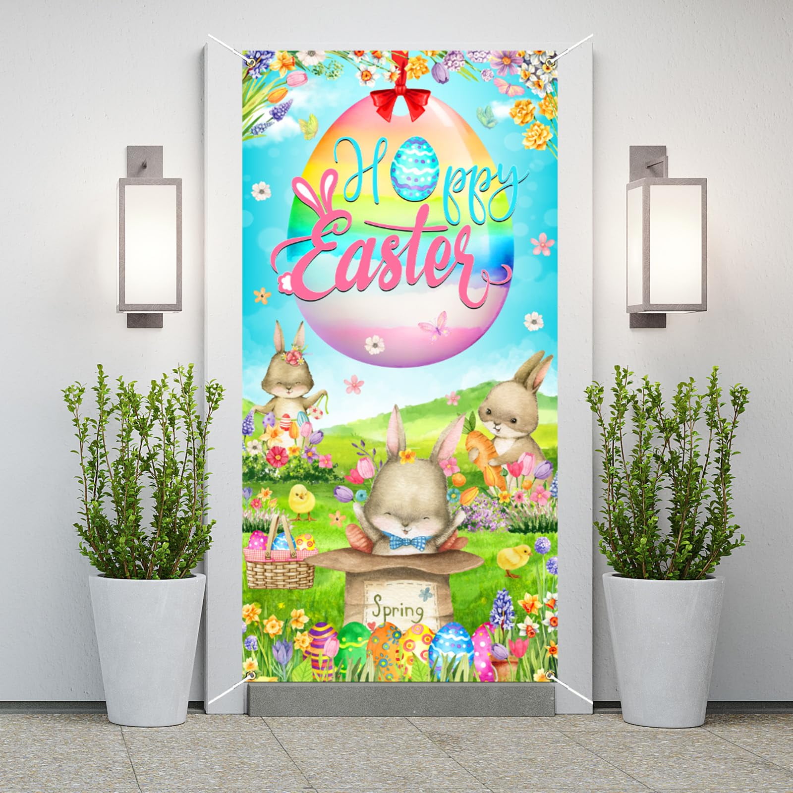 Mocsicka Happy Easter Door CM31 Cover Spring Easter Bunny Door Cover ...