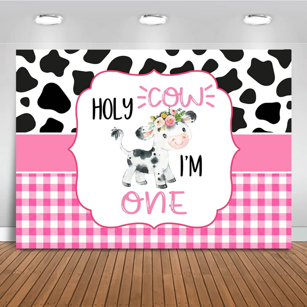 Mocsicka Holy Cow I'm One Birthday Backdrop Cow 1st Birthday Party ...