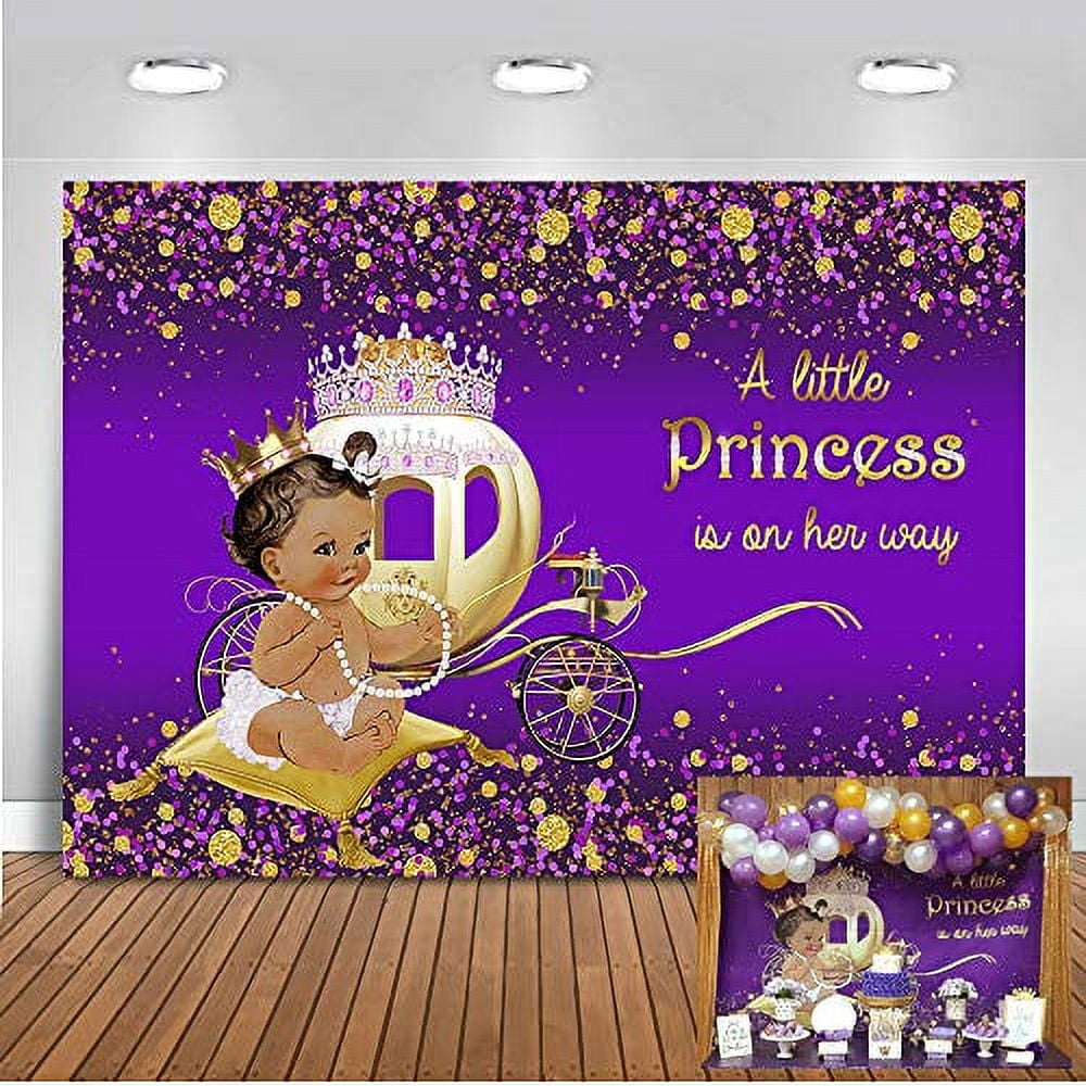 Mocsicka Little Princess Backdrop 7x5ft Dark Skin Girl Gold Carriage ...