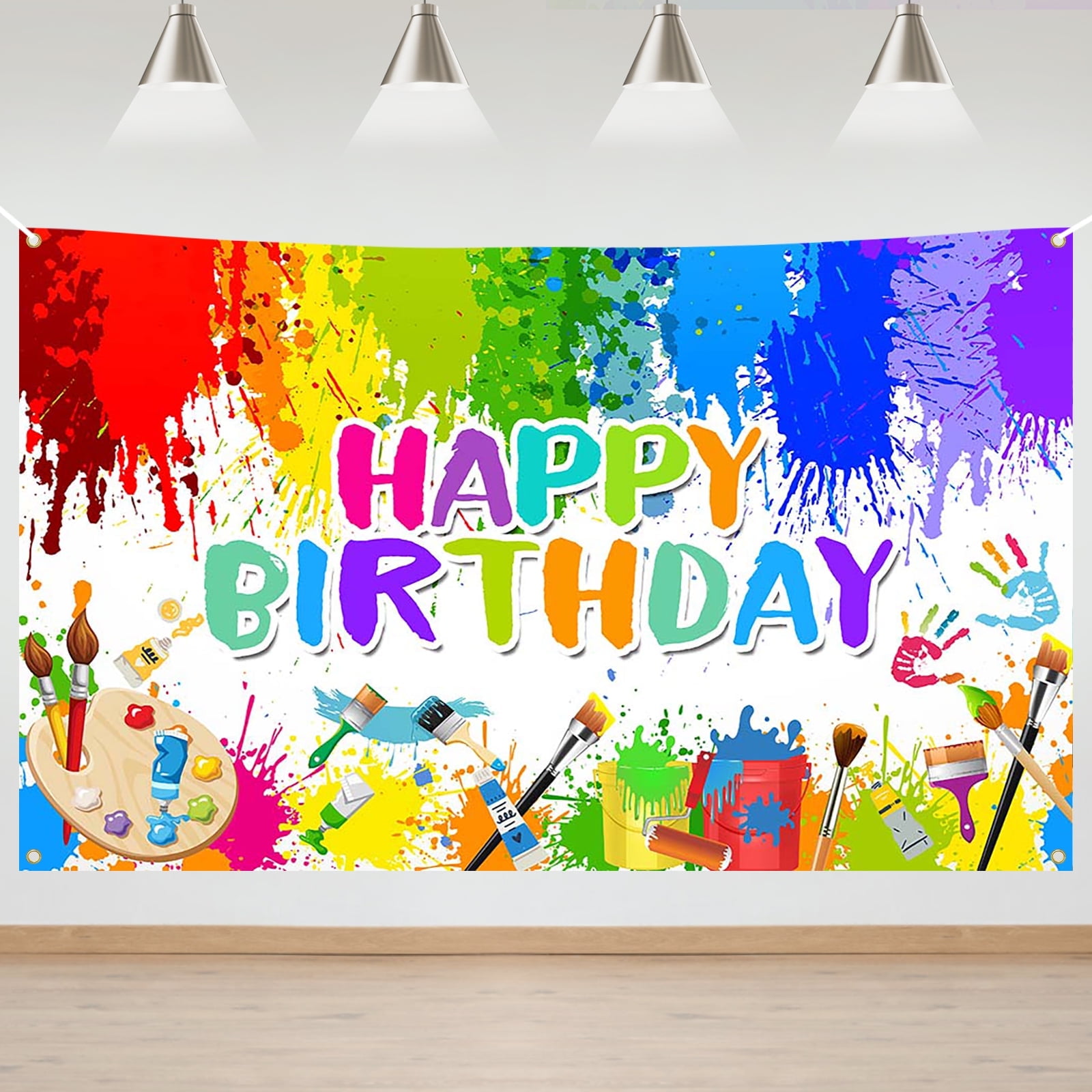 Mocsicka Paint Party Birthday Backdrop Art Paint Birthday Party ...