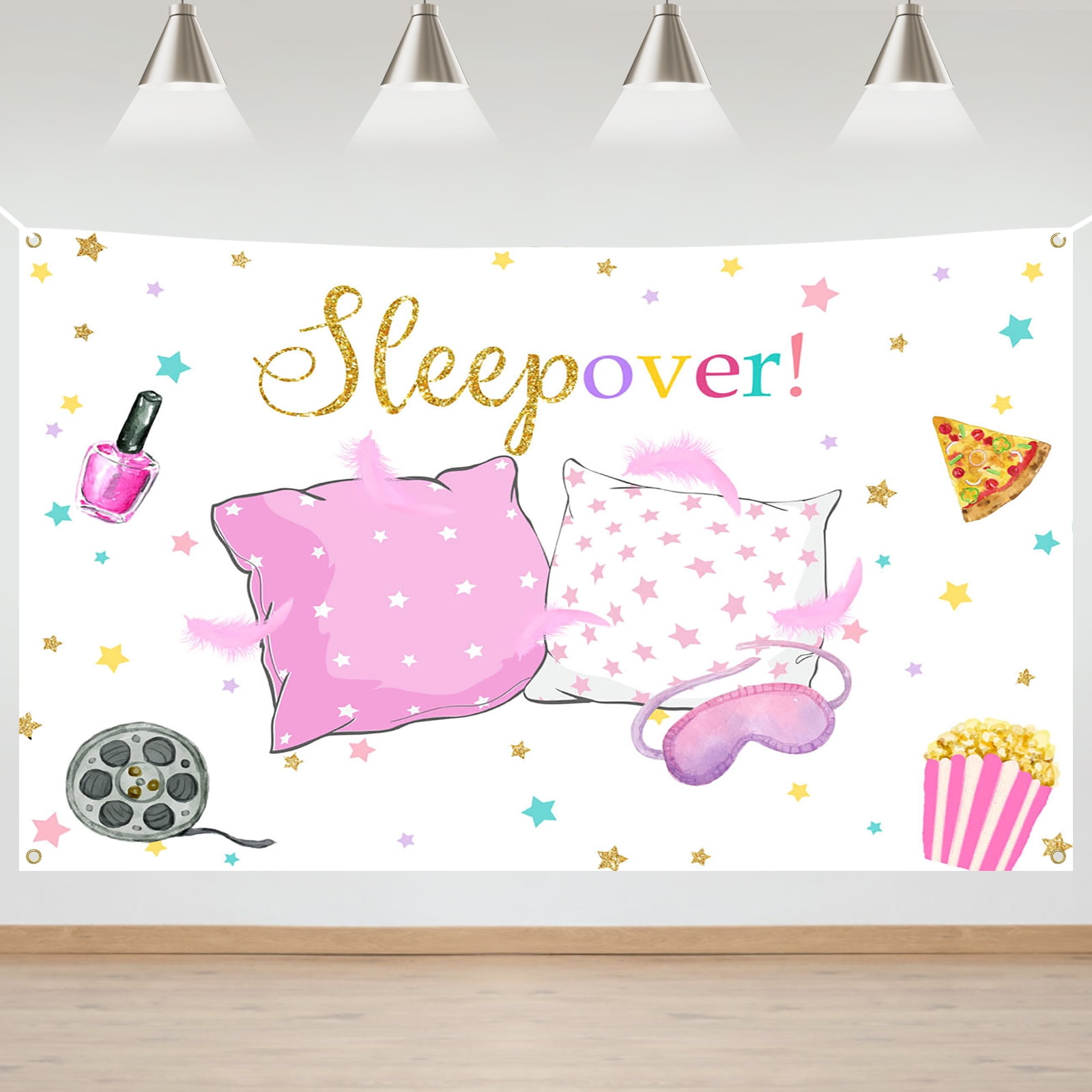 Mocsicka Sleepover Party Backdrop Sleepover Pajamas Pillow Fight ...