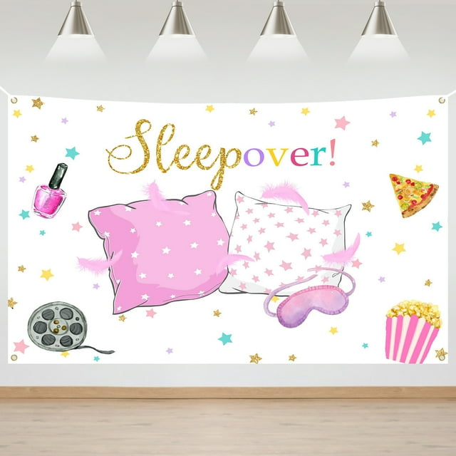 Mocsicka Sleepover Party Backdrop Sleepover Pajamas Pillow Fight ...