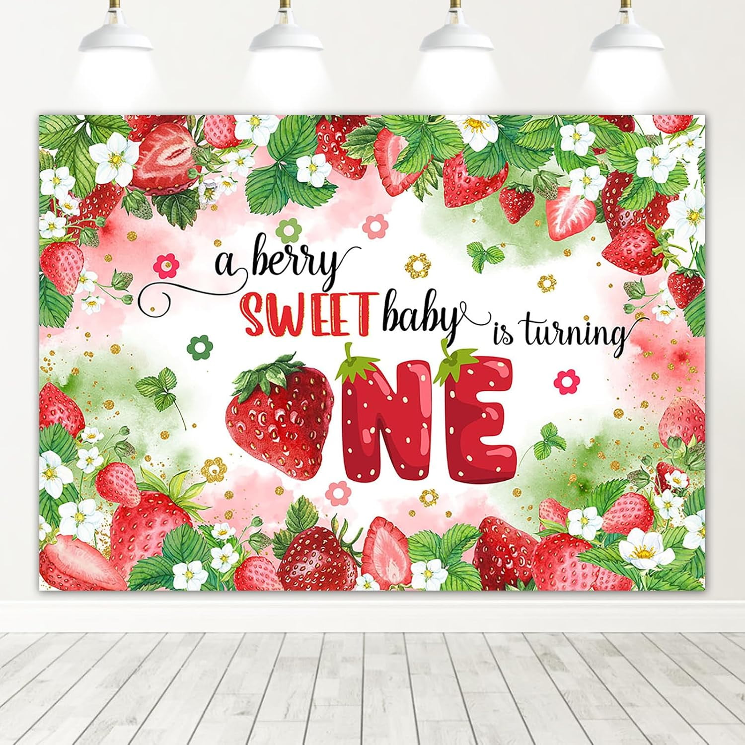 Mocsicka Strawberry Backdrop Berry Sweet First Birthday Party ...