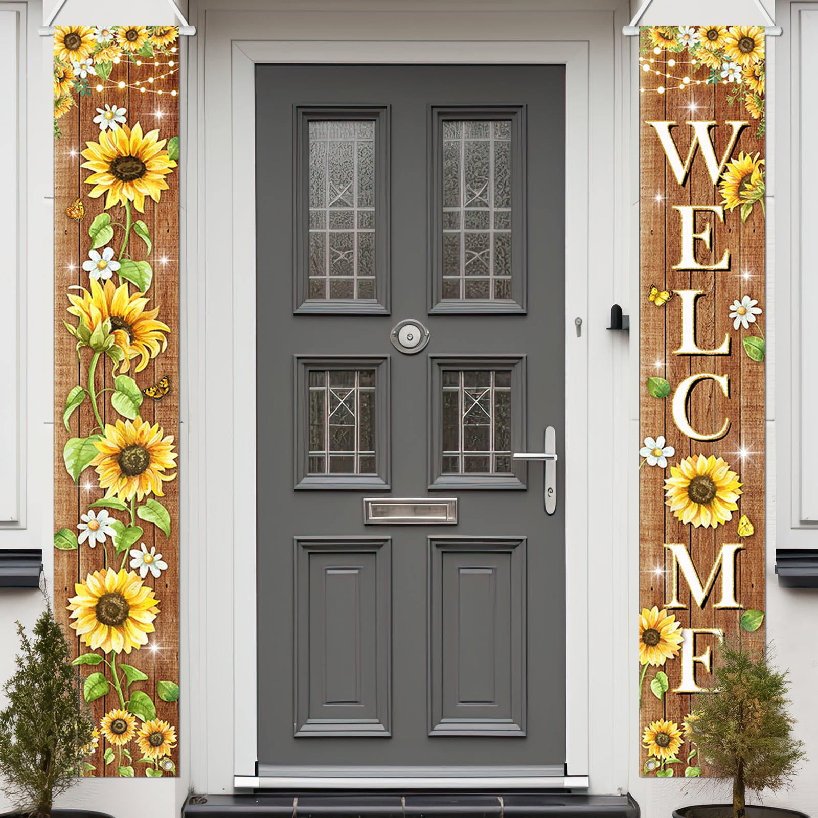 Mocsicka Sunflower Porch Sign Rustic Welcome Door Banner Summer Wooden ...