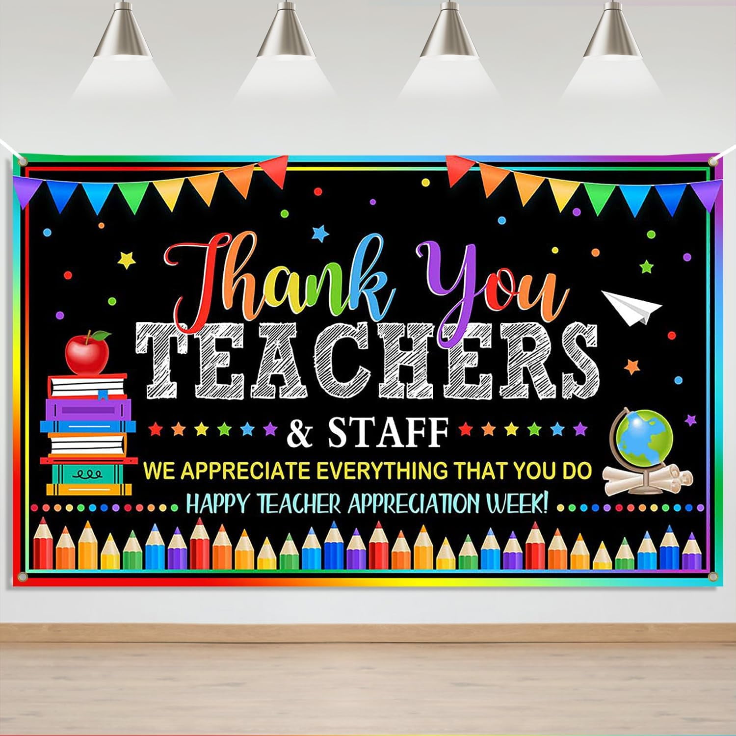 Mocsicka Teacher Appreciation Week Backdrop Banner Large Size Thank You ...