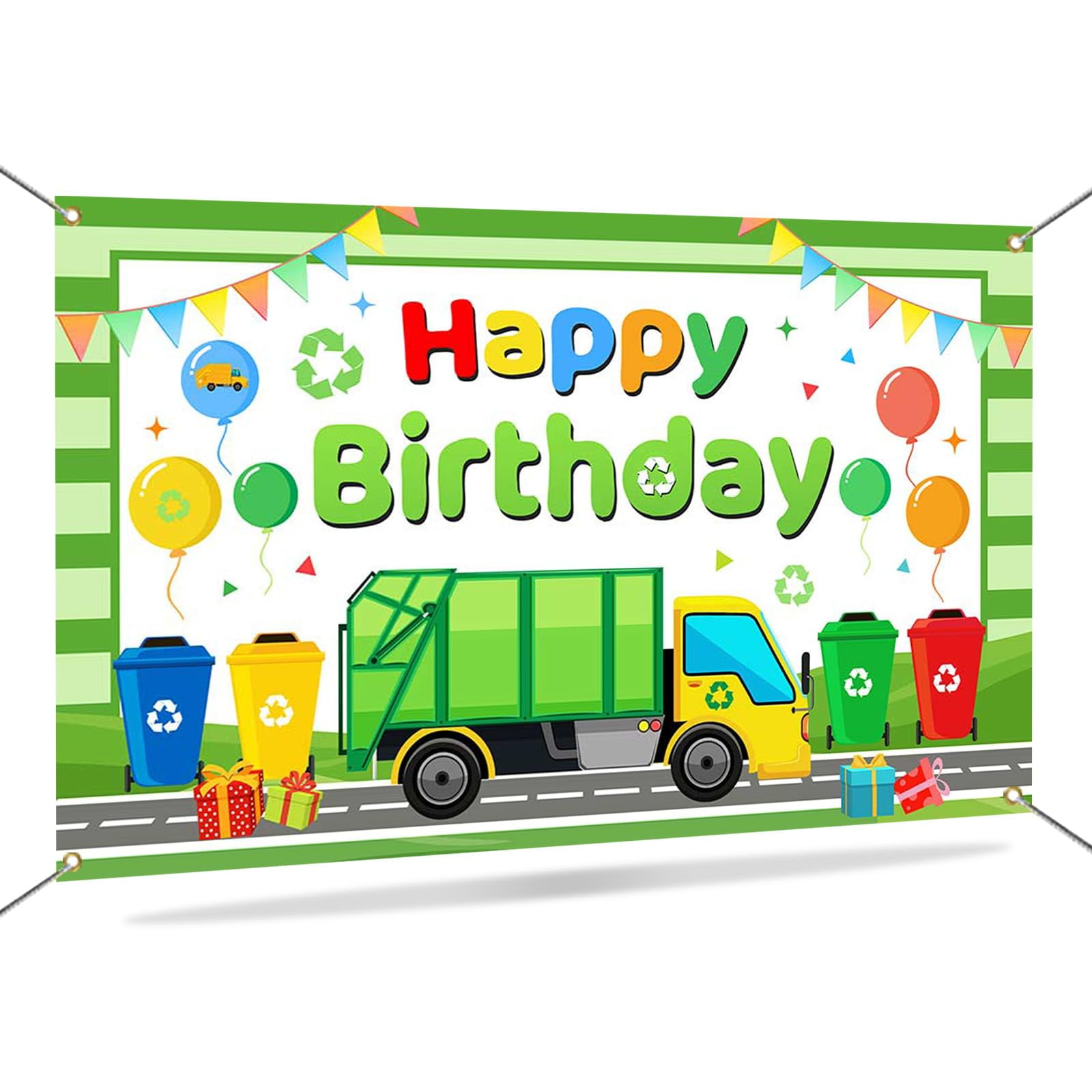 Mocsicka Trash Truck Backdrop Garbage Truck Birthday Decorations for ...