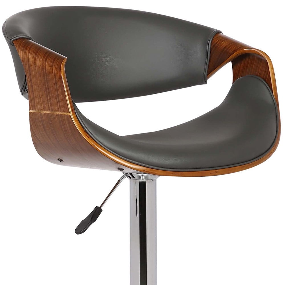 Mod Adjustable Grey Faux Leather Swivel Bar Stool - Walmart.com