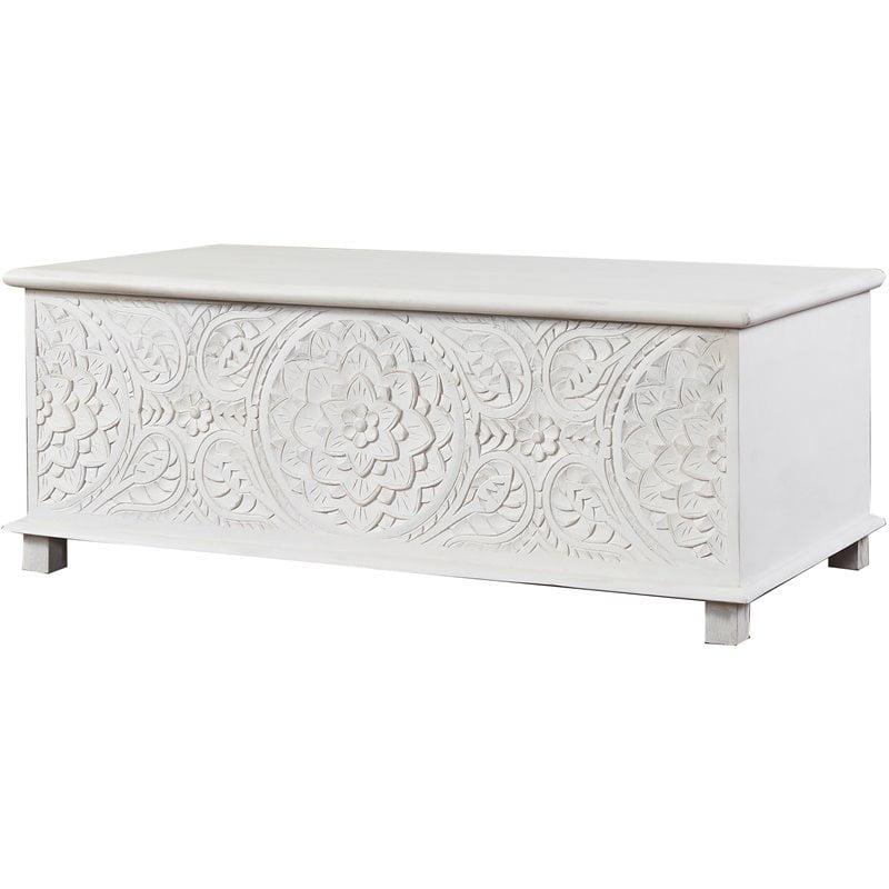 Mod-Arte Anglo Modern Solid Hard Wood Hand Carved Trunk in White ...