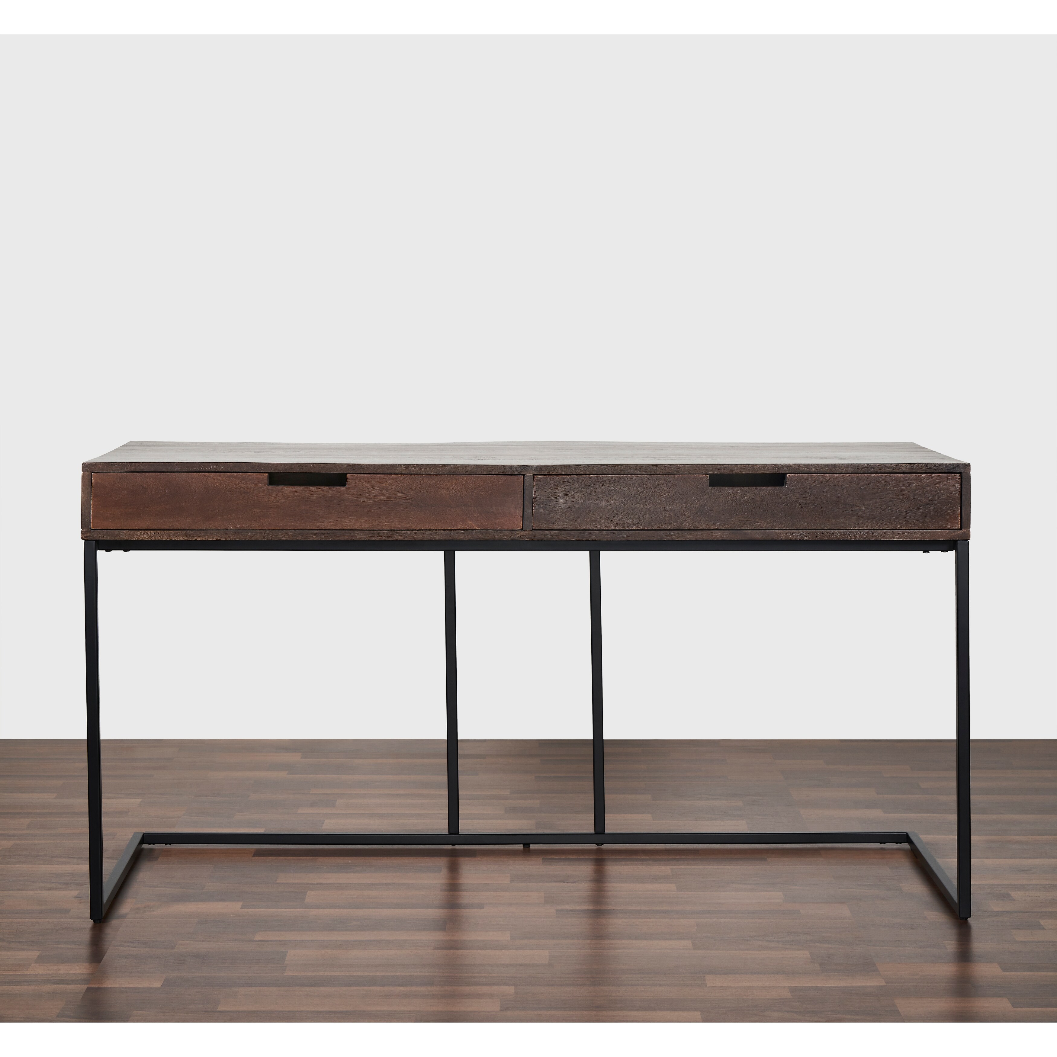 Chester 57" Solid Wood Writing Desk with 2 spacious Drawers in Dark ...