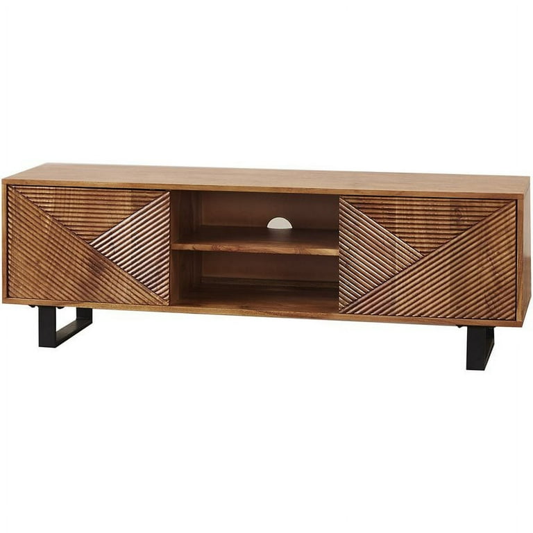 Mod Arte Modern Hard Wood Linear Entertainment Unit for TVs up to 55 in Natural