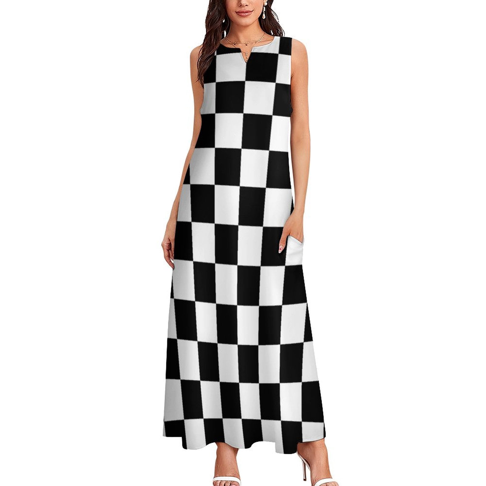 Mod Checkers Long Dress Bridesmaid dress woman elegant women's dresses ...