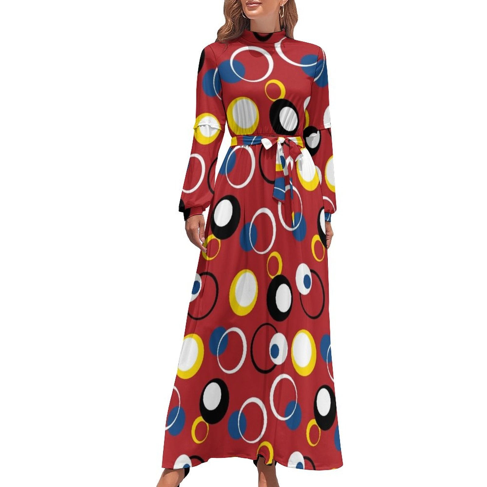 Mod Circles Red Background Long Dress evening dress ceremony dresses ...