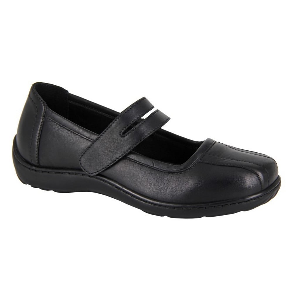 Mod Comfys Womens Softie Leather Extra Wide Mary Janes - Walmart.com