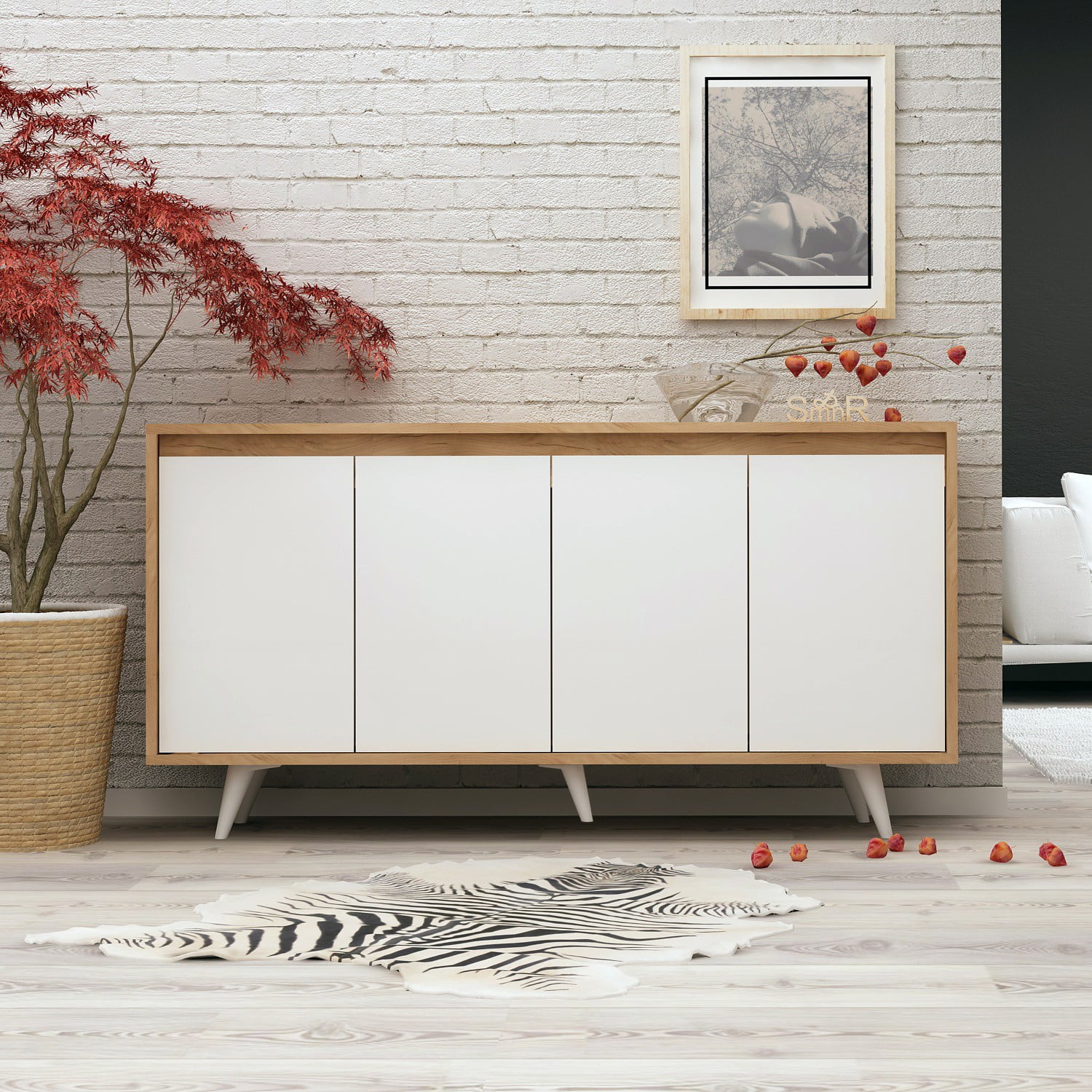 Mod Design - Shans - Oak,White Console - Walmart.com