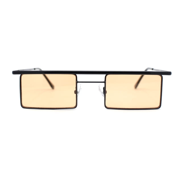 Mod Flat Top Square Rectangle Metal Rim Retro Fashion Sunglasses Black ...