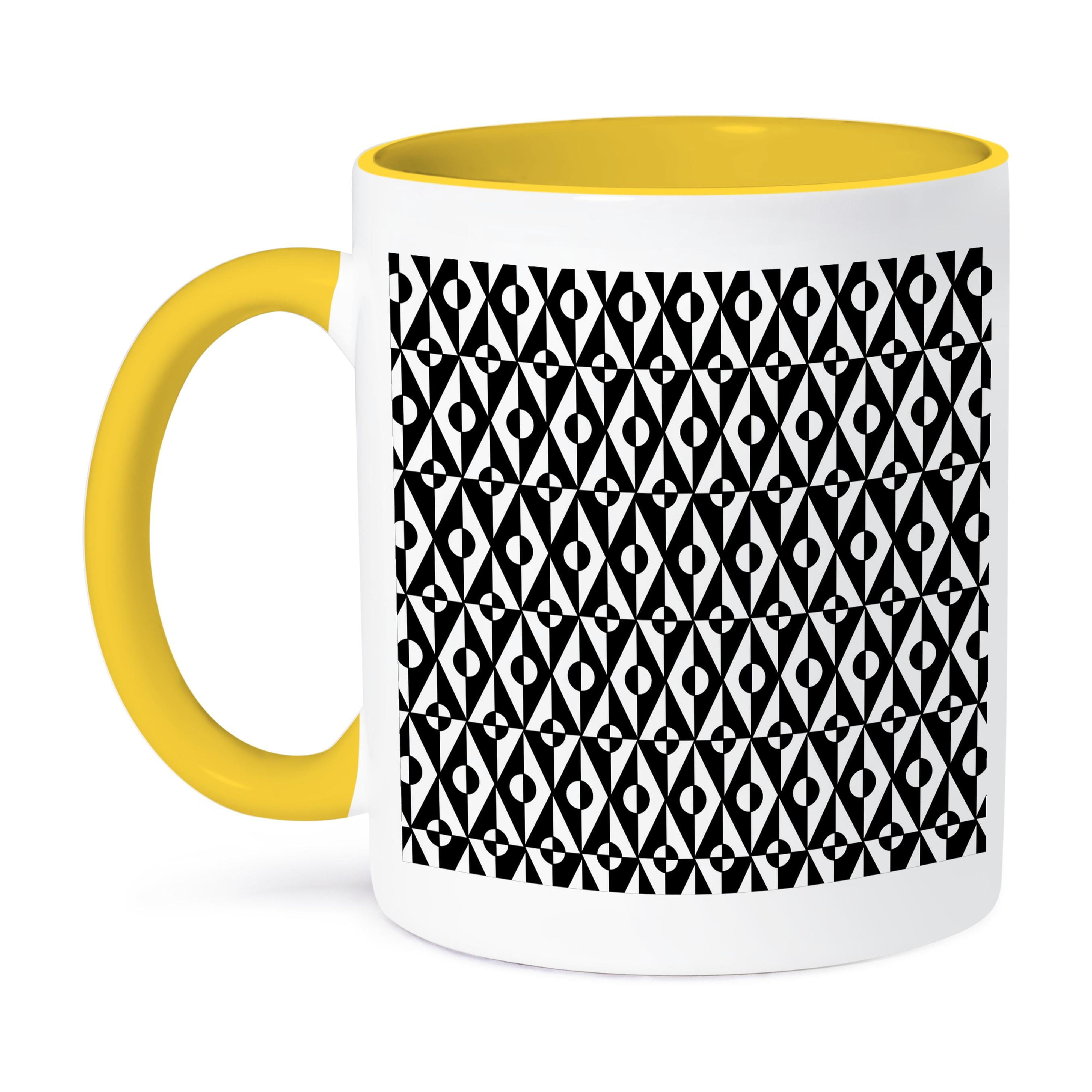 Mod Geometric Pattern Of Diamonds And Circles In Black And White, 15oz ...